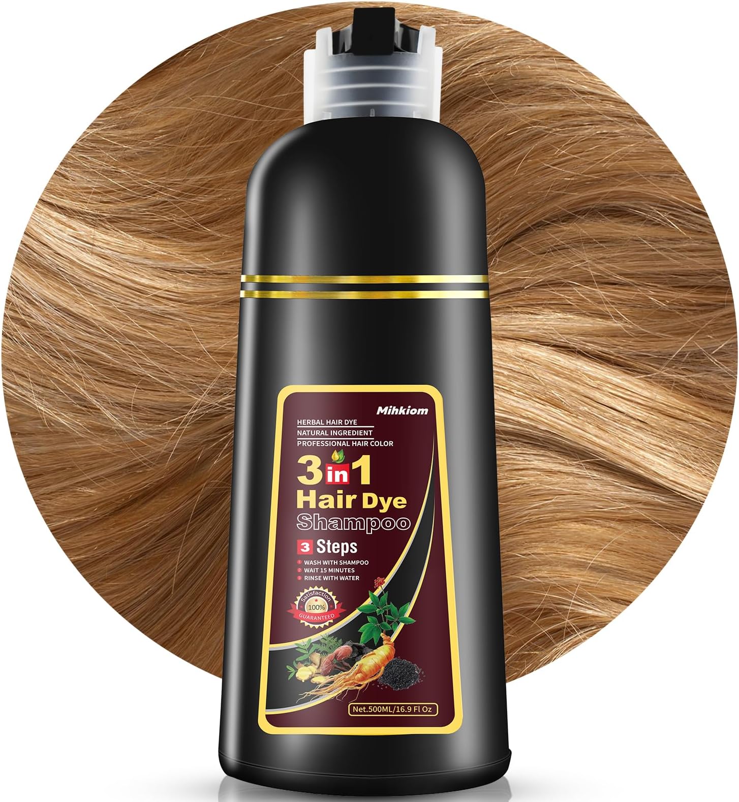 Amazon.com : Mihkiom Brown Hair Dye Shampoo 3 in 1 for Women & Men ...