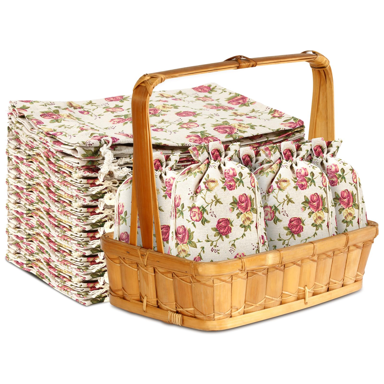 Amazon.com: Pangda 30 Pieces Small Size Rose Drawstring Bags Burlap ...
