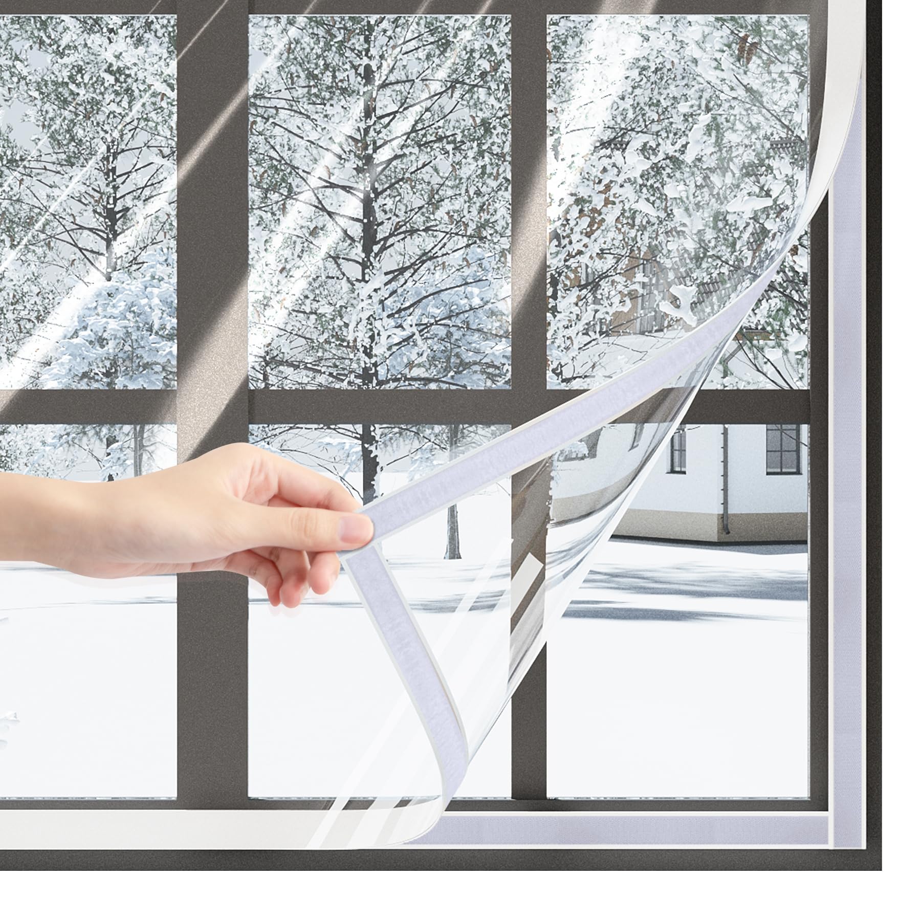 Flehomo 47 x 63 Inch Window Insulation Kit, Adjustable Window Film with ...