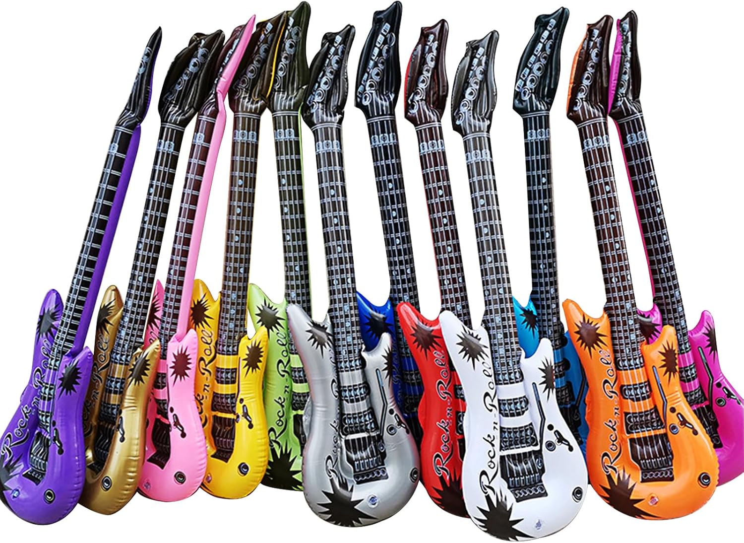 12 Pieces Inflatable Guitar Props Party Blow Up Guitar Inflatable Fake ...