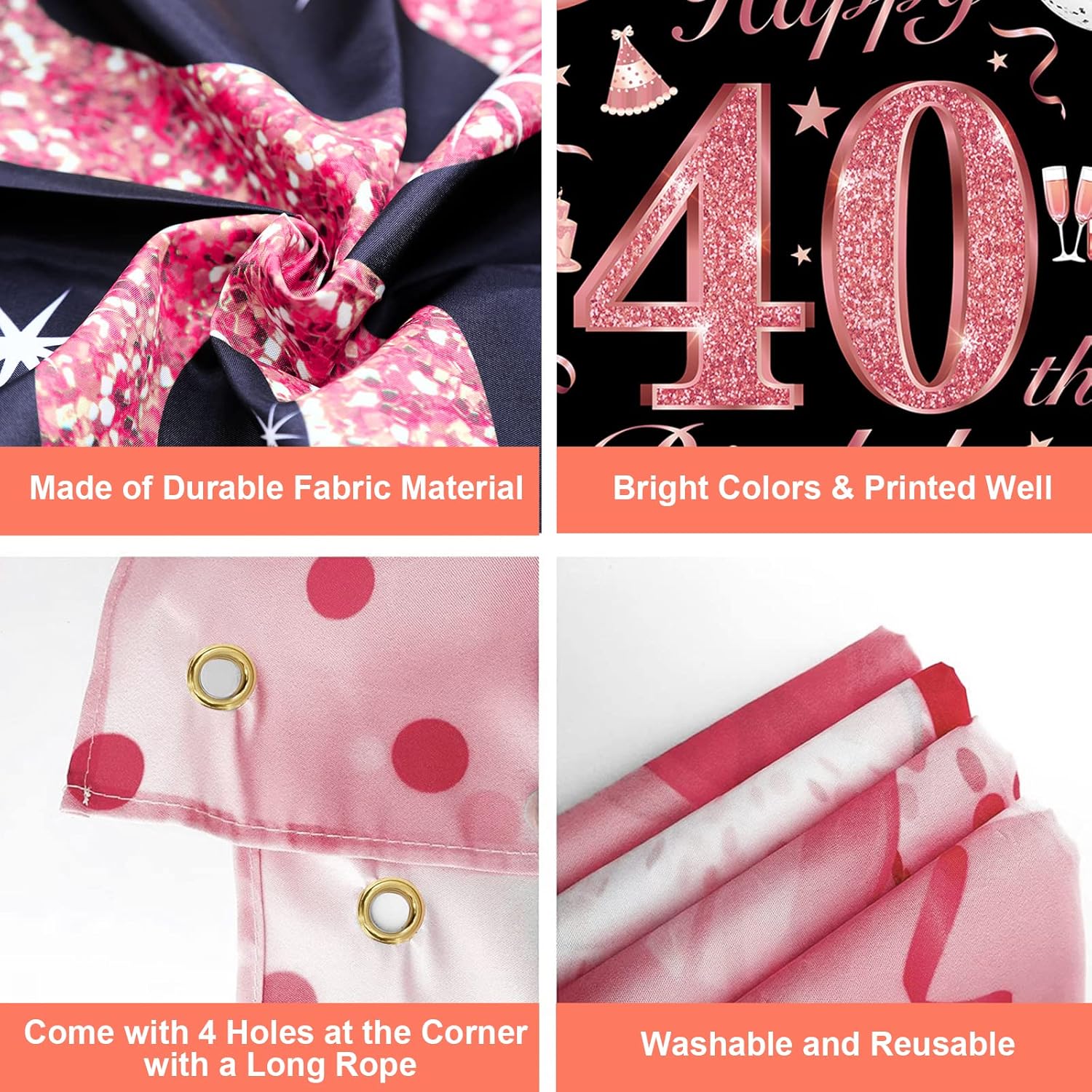 40th Birthday Banner, 40th Birthday Door Banner, Happy 40th Birthday ...