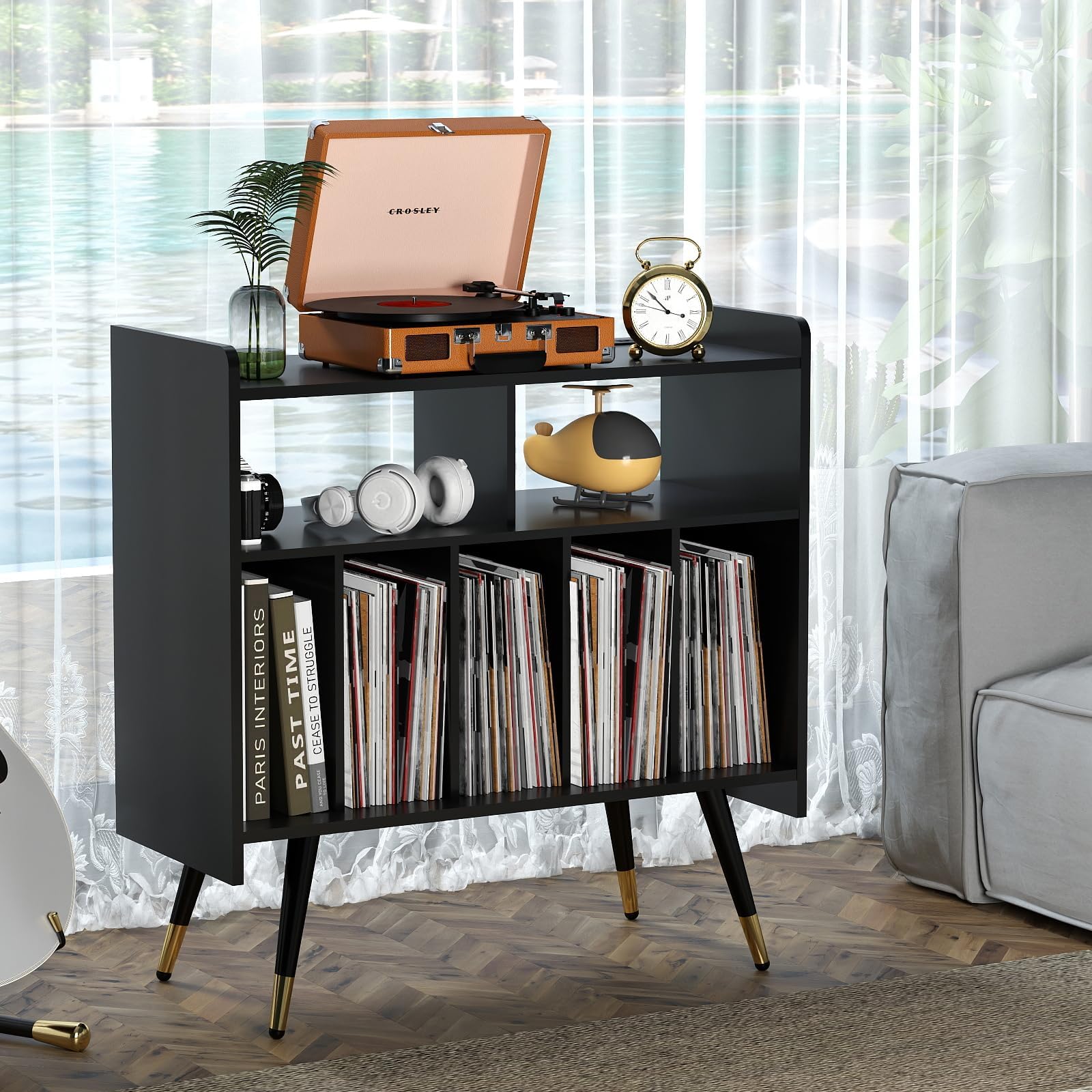 Amazon.com: GDLF Large Record Player Stand, Vinyl Record Storage ...