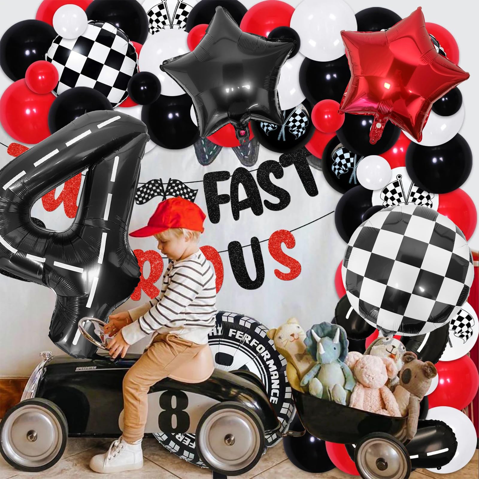 Snapklik.com : Race Car 4 Balloons 40 Inch Racetrack Number 4 Balloon ...