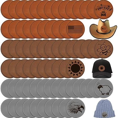 Amazon.com: 80 Pcs Blank Leatherette Hat Patches with Adhesive 6 Styles ...