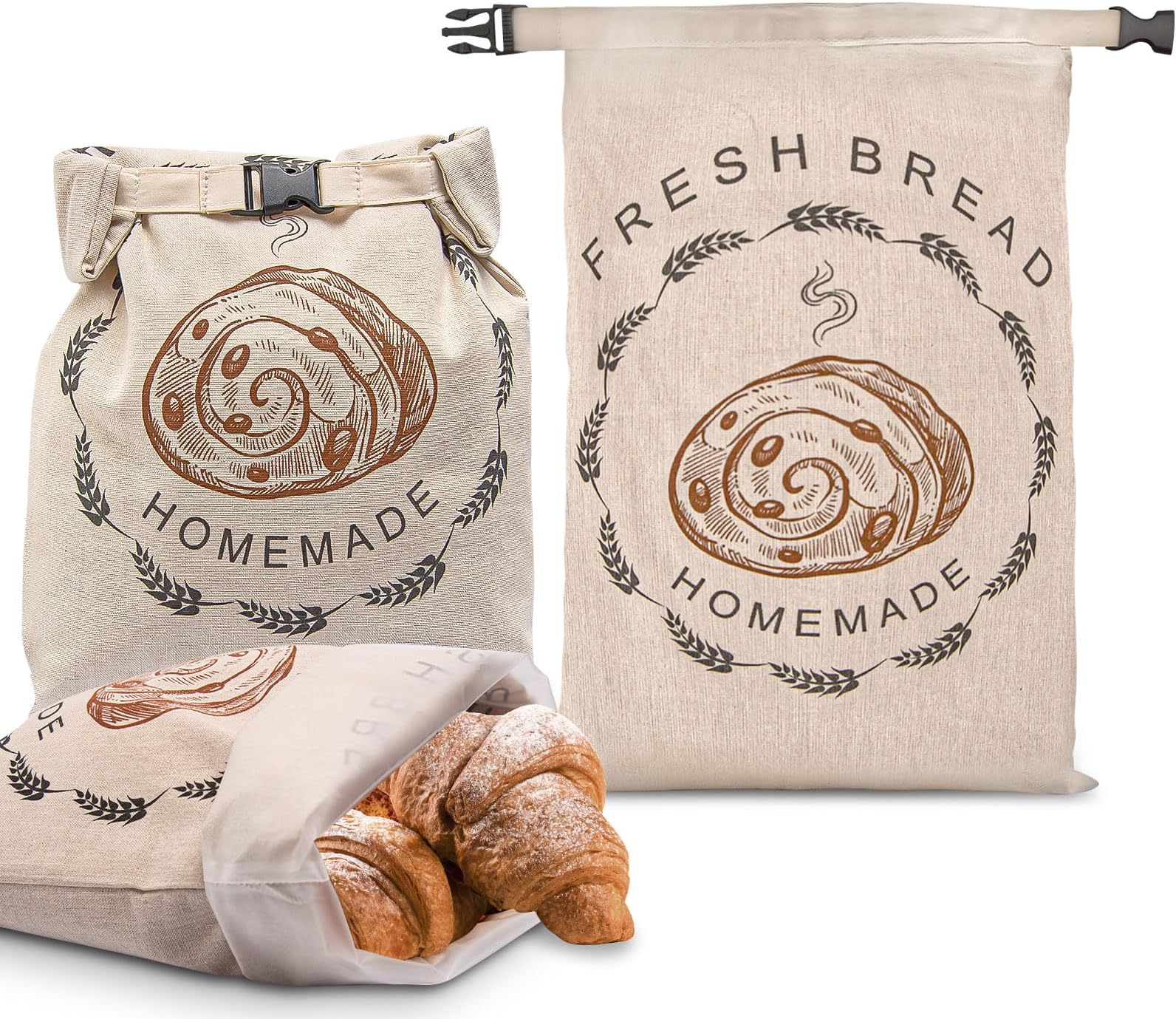 Amazon.com: Bread Bags for Homemade Bread: 3 Packs XL Reusable Bread ...