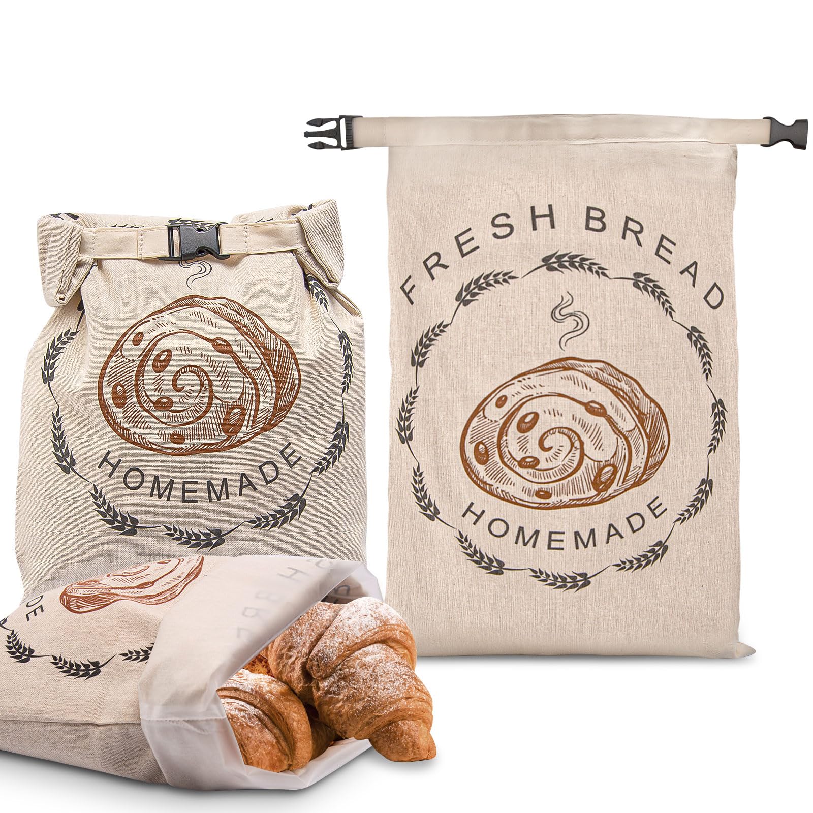 Amazon.com: CGBE Bread Bags For Homemade Bread, 3 Pack Linen + TPU ...