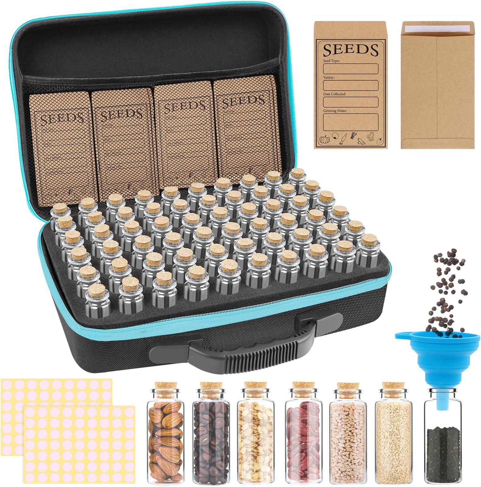 Amazon.com: 60 Slots Seed Storage Organizer with 20 Seed Envelopes ...