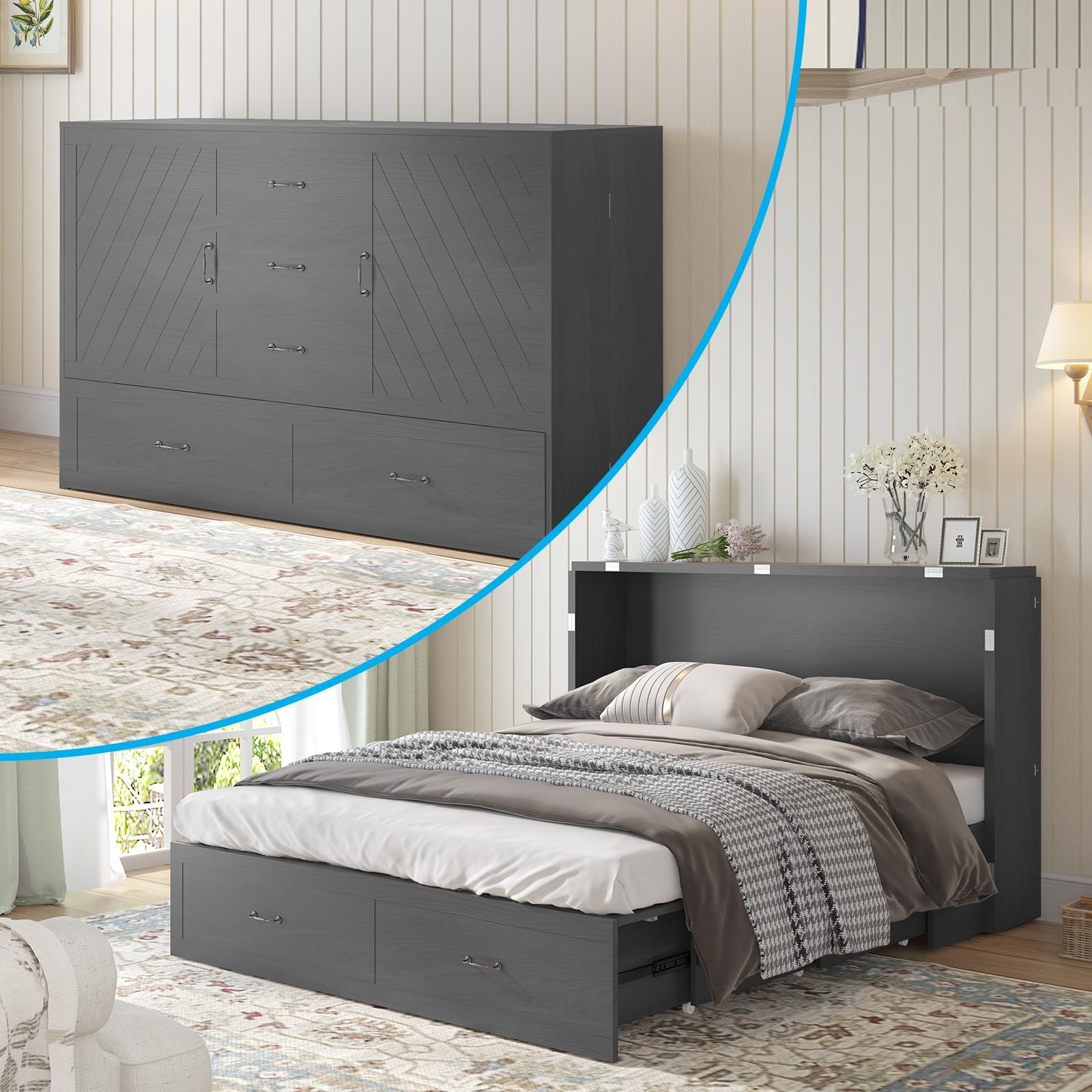 Amazon.com: Mega Solutions Murphybedz Tuscany Murphy Cabinet Chest Bed ...