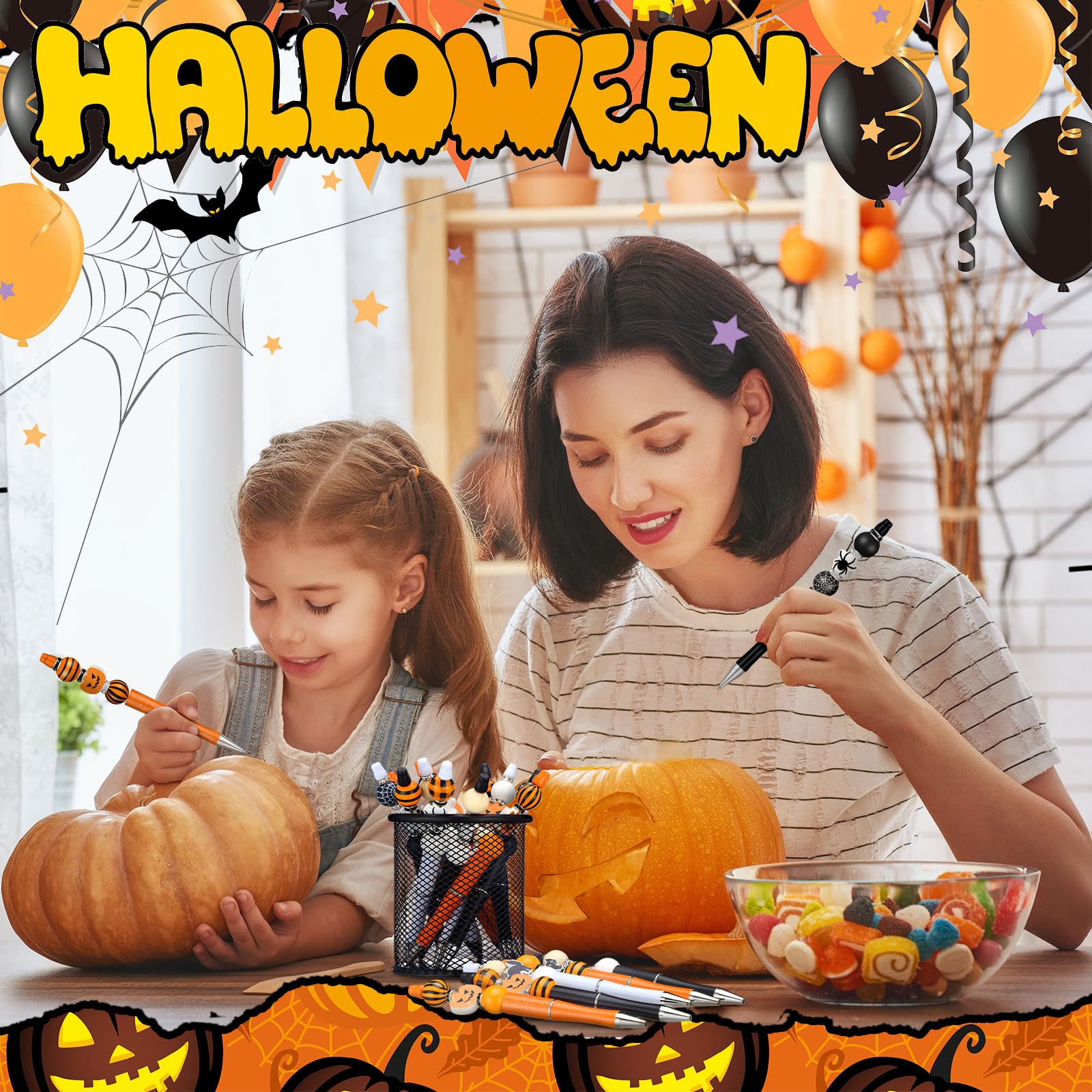 Snapklik.com : 197 Pcs Halloween Beadable Pen Bulk DIY Pens Making Kit ...