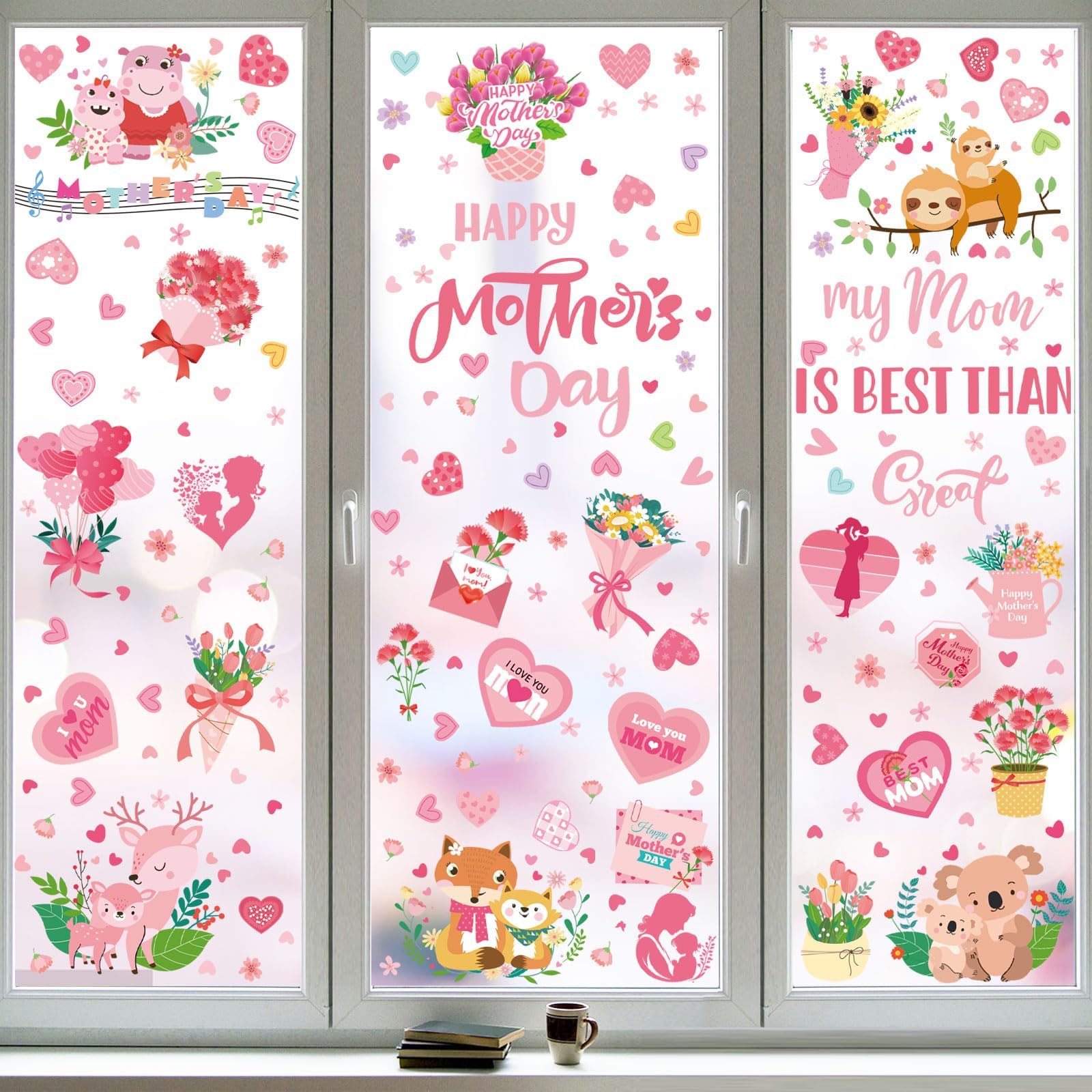 Amazon.com: Happy Mother's Day Window Clings,Mother’s Day Decorations 9 ...