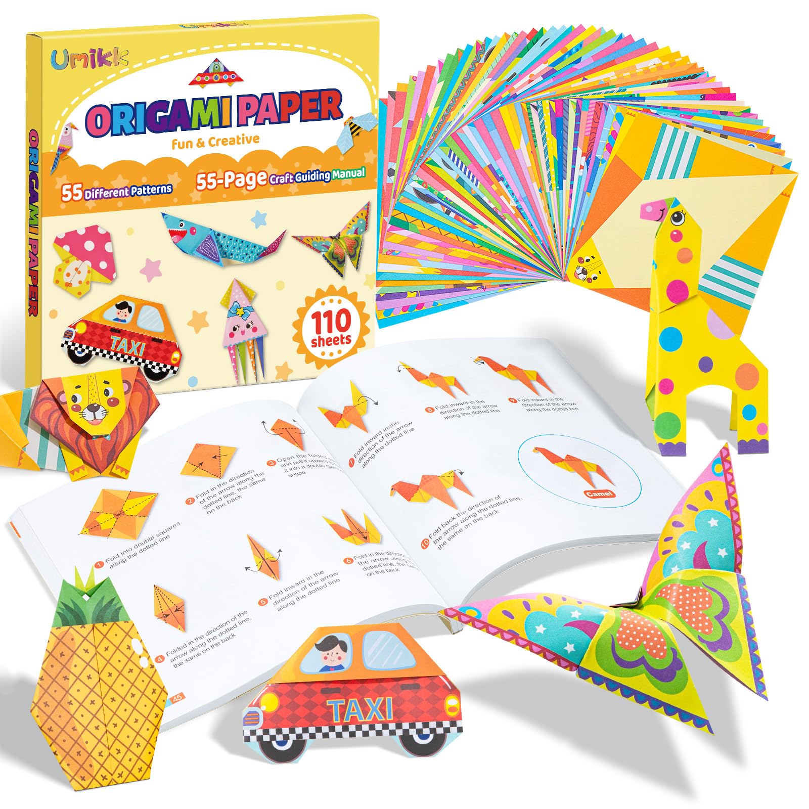 Amazon.com: Umikk 110 Sheets Origami Paper with 55 Patterns, 5.5 x 5.5 ...