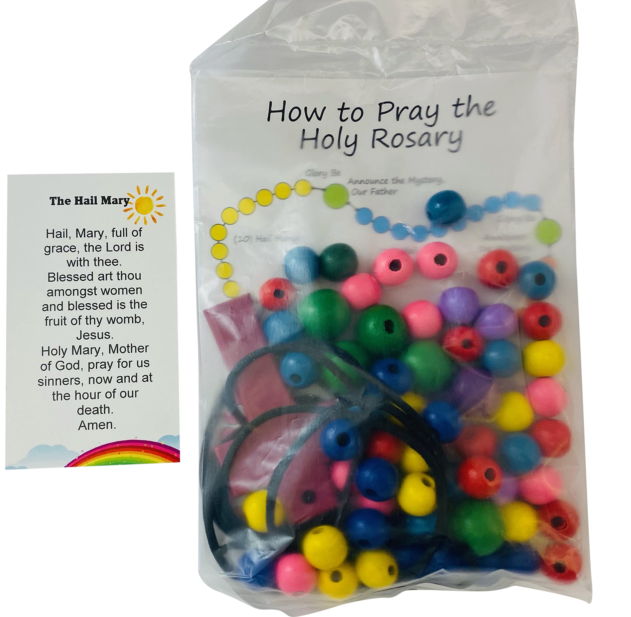 Buy Make Your Own Beaded Rosary Craft Kit for Children with Hail Mary ...