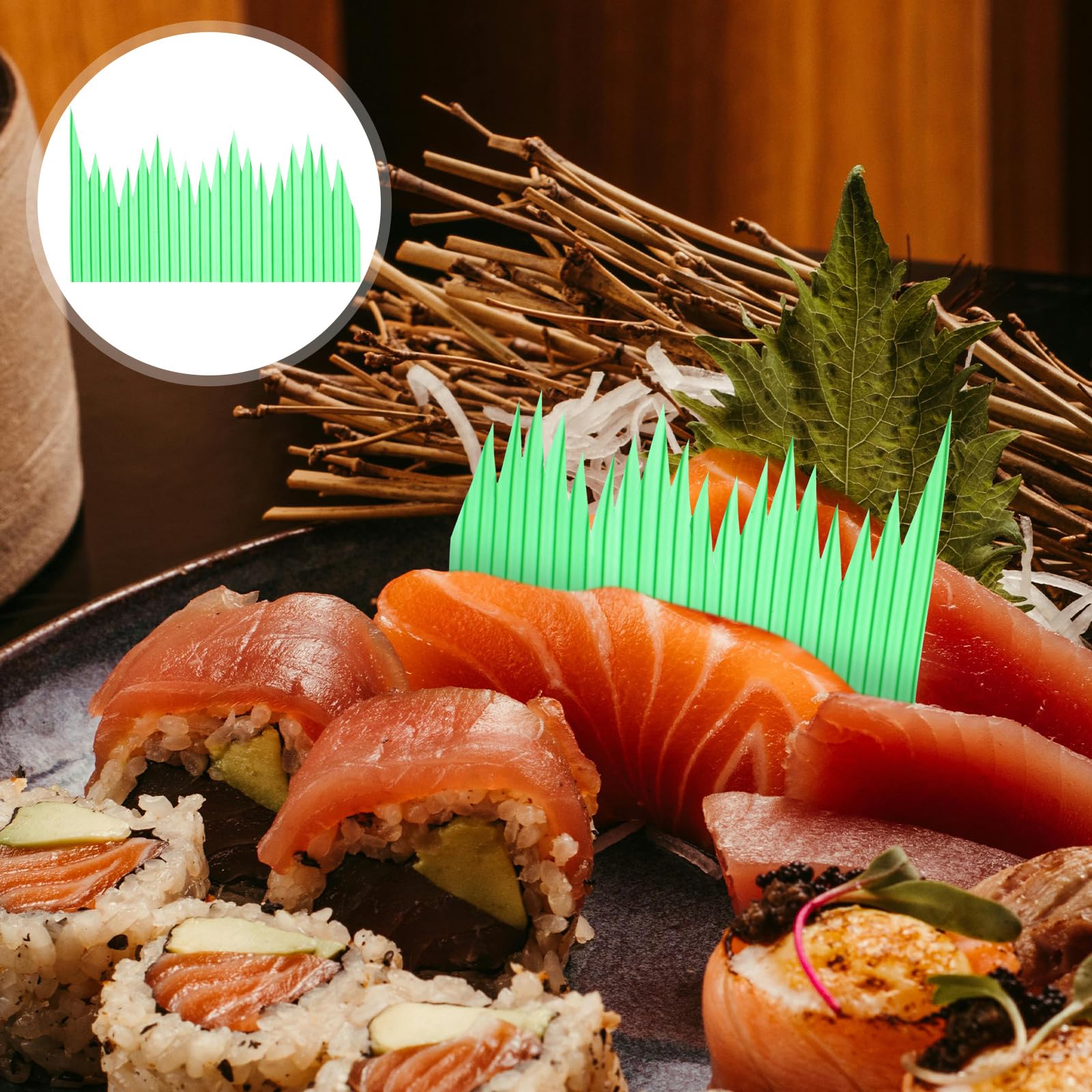 Sushi Grass Dividers 2000pcs - Green Resin Sushi Baran For Japanese ...