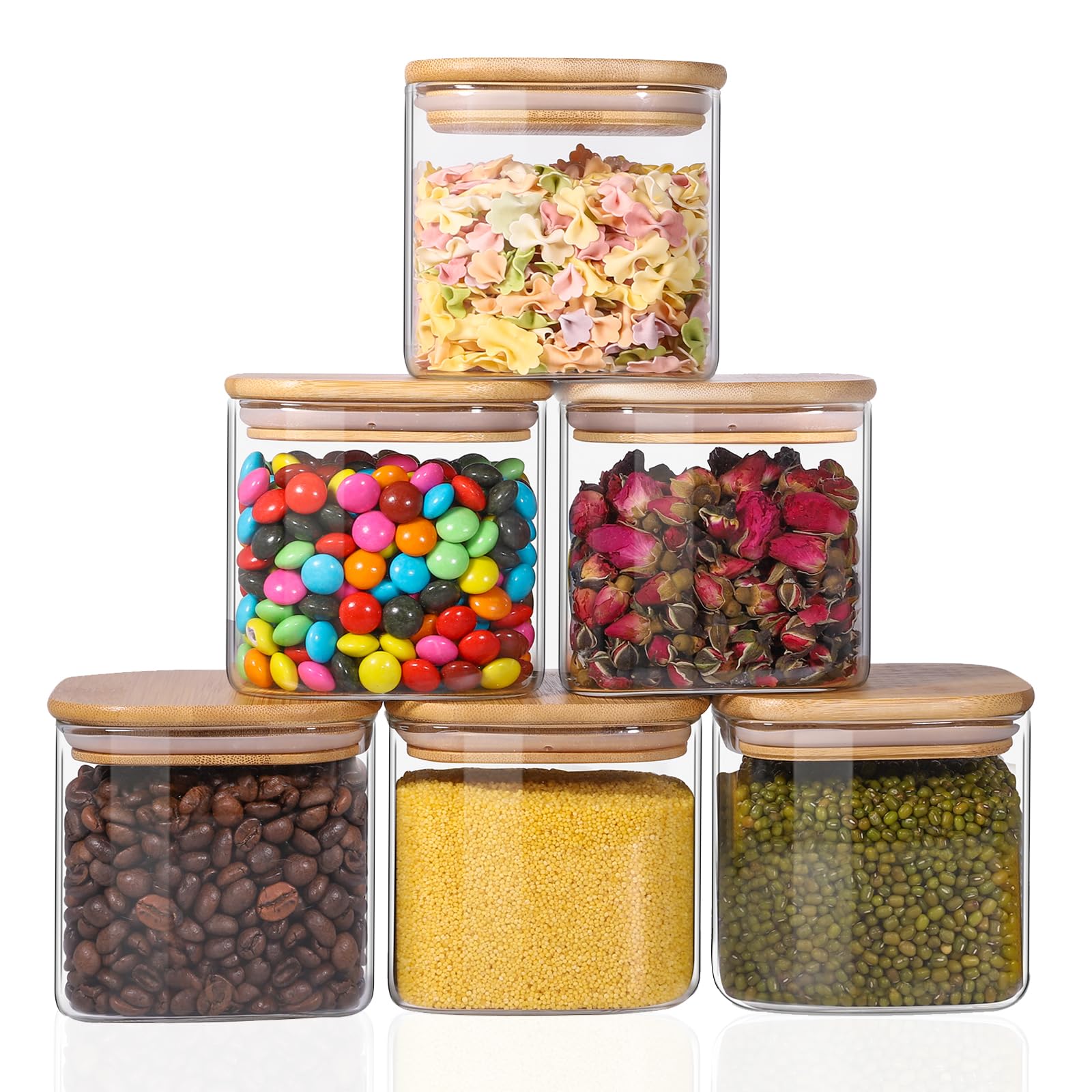 Snapklik.com : Glass Food Storage Jars 27oz Set Of 6,Glass Storage ...