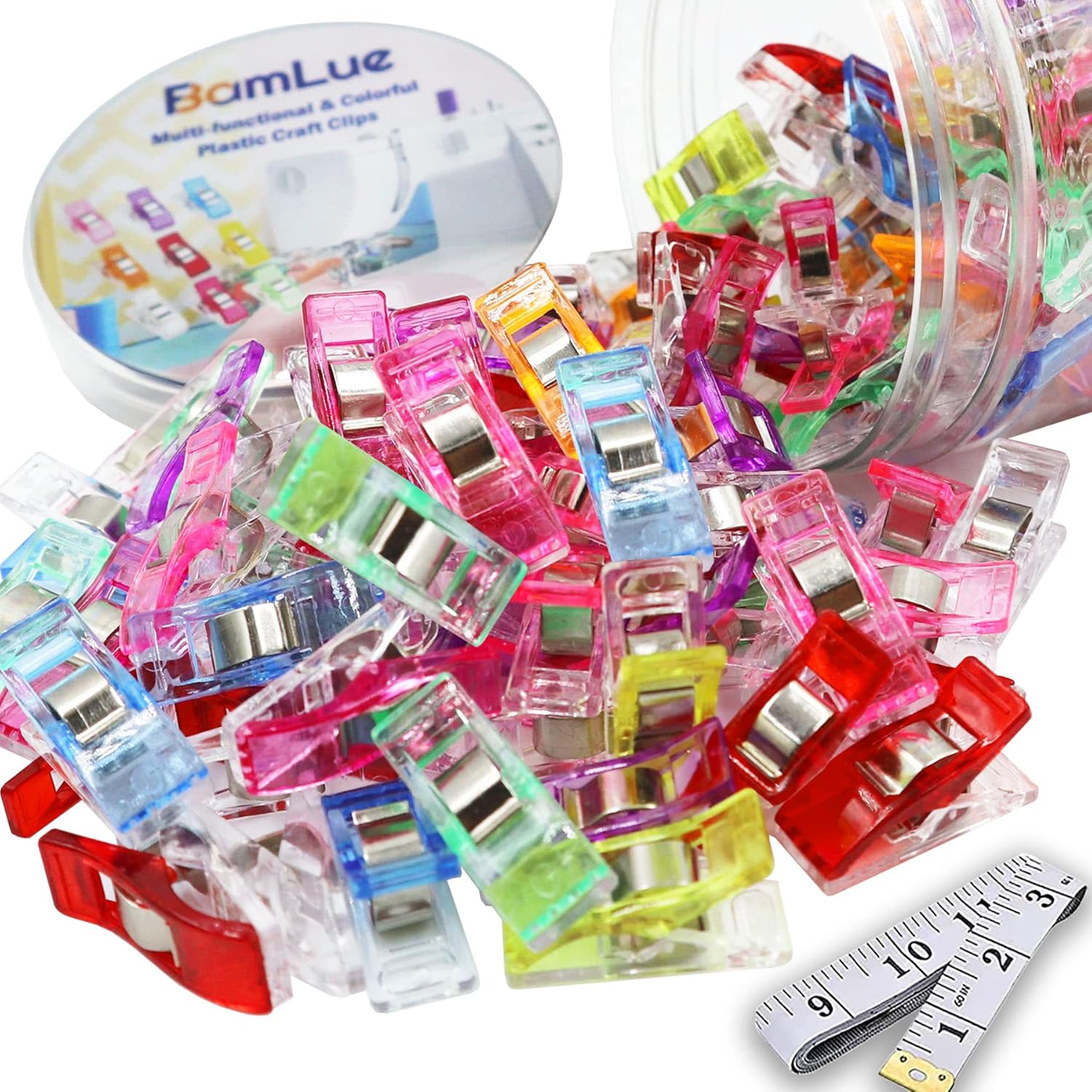 Amazon.com: BamLue 100 Pieces Sewing Clips Multi-Color with Tin Box for ...