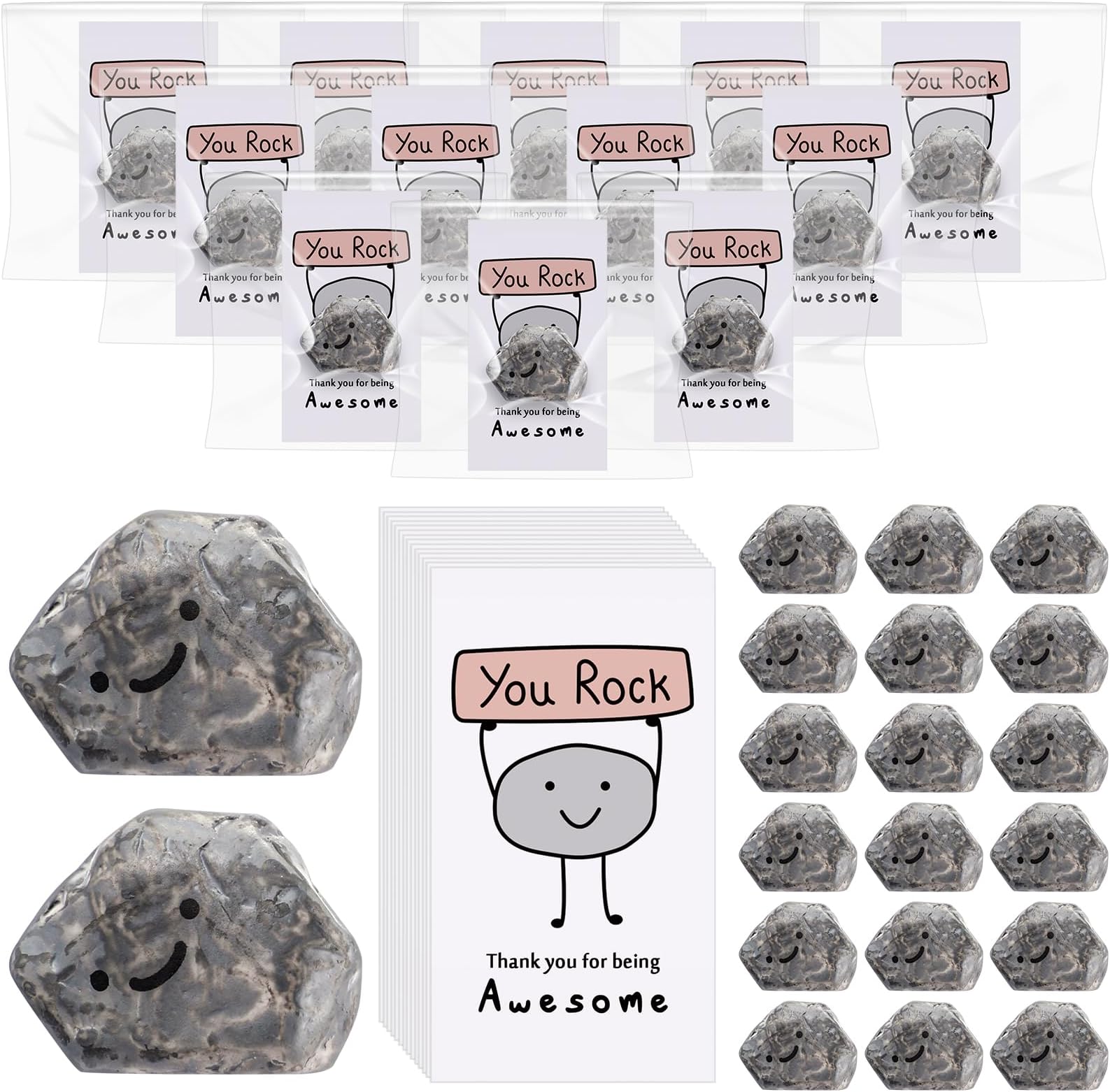 Amazon.com : Huwena 50 Sets Inspirational Resin Stone with You Rock ...