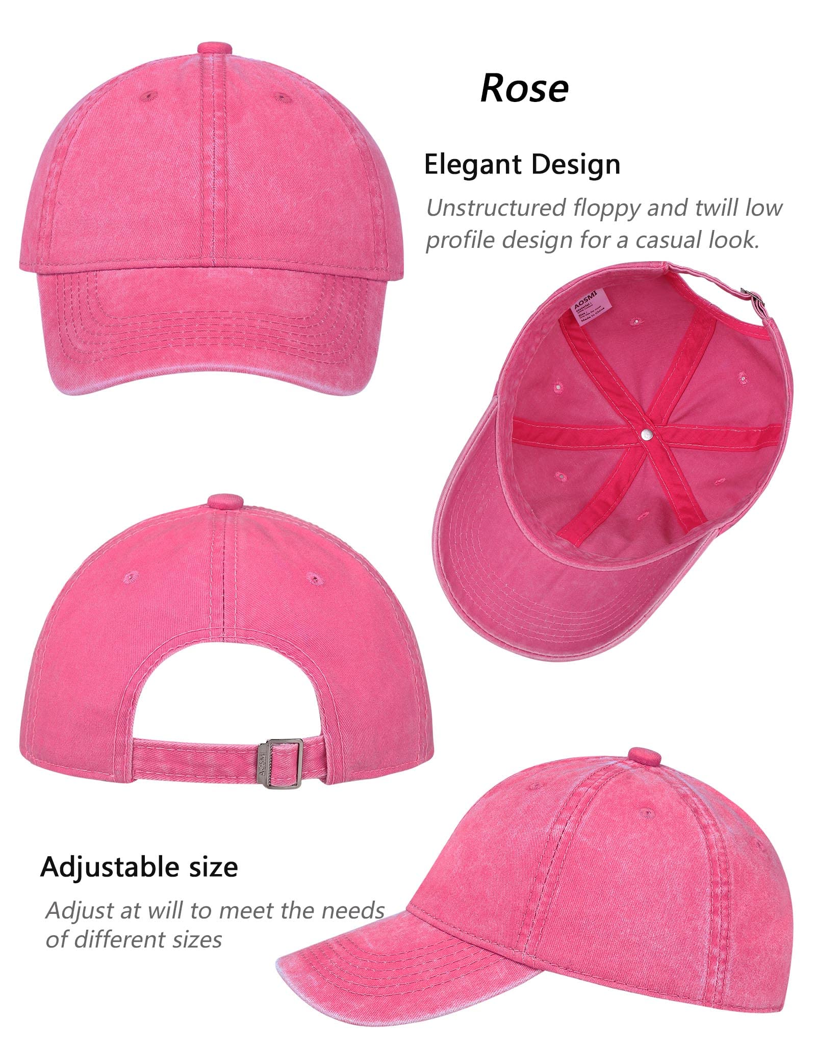 2 Pack Vintage Washed Cotton Adjustable Baseball Caps for Men Women ...