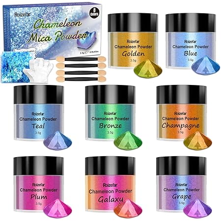 Amazon.com: Chameleon Mica Powder Metallic, 8 Color Shift Pigment ...