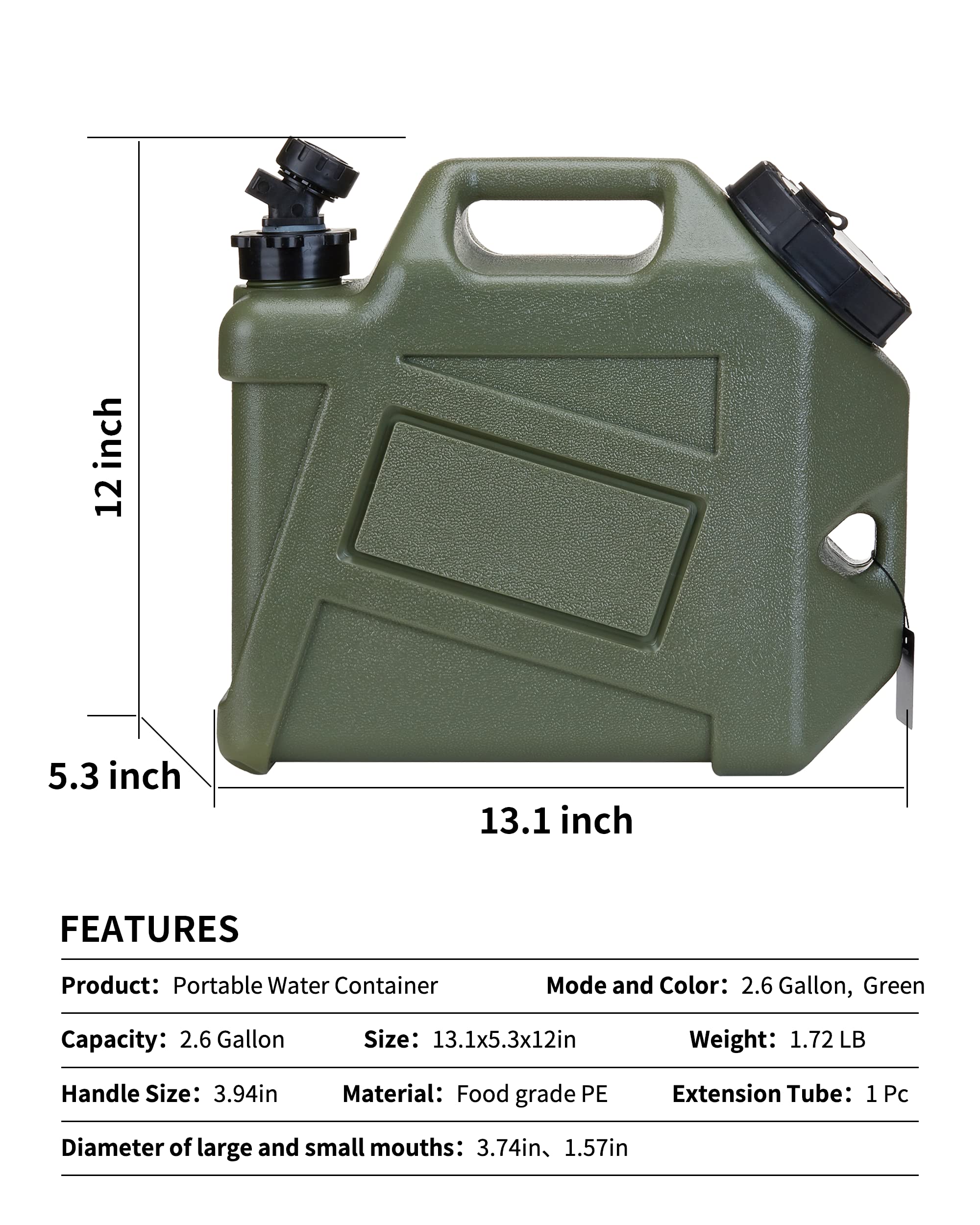 Snapklik.com : UPWOIGH Camping Water Container, 2.6 Gallon Small