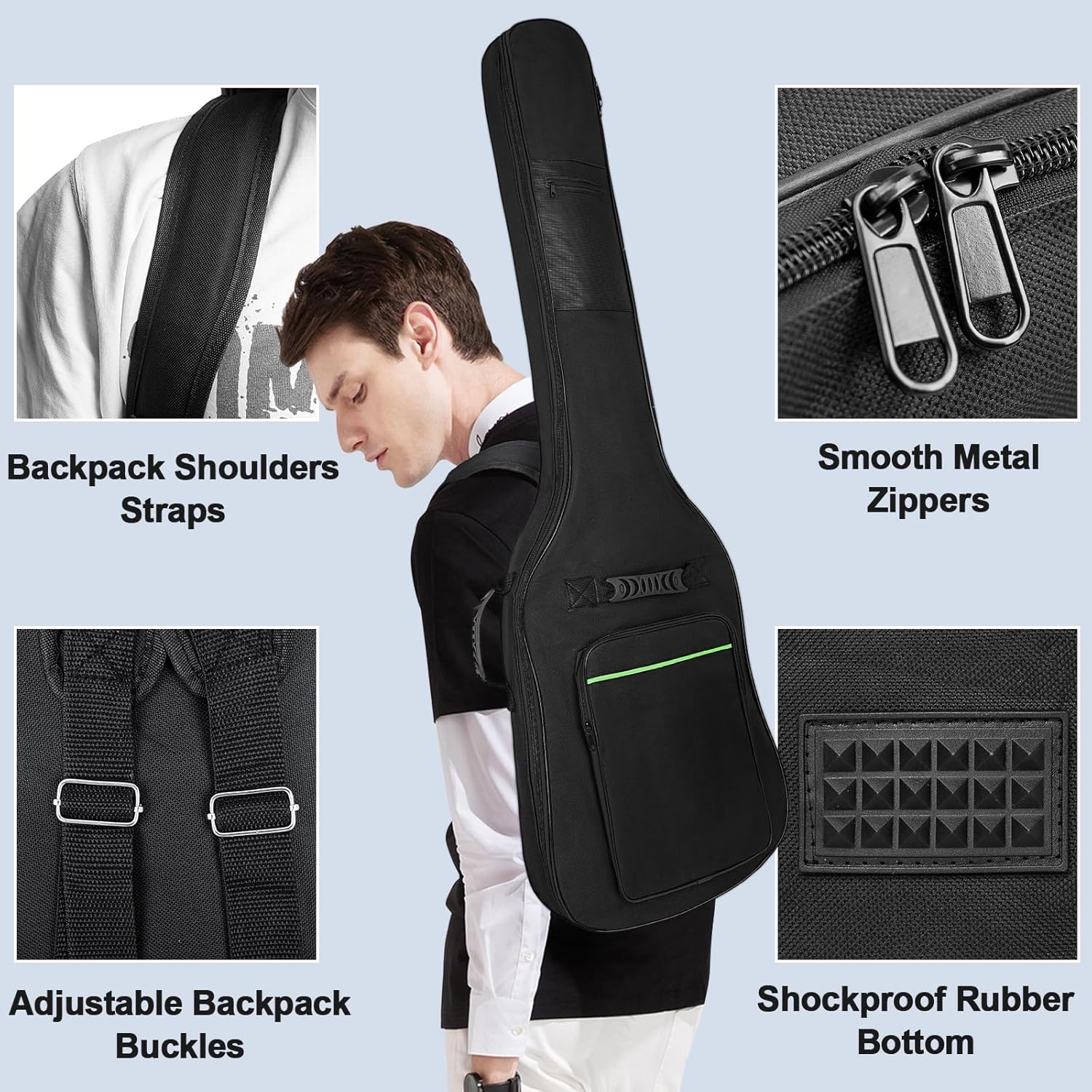 Bass Guitar Bag, Bass Gig Bag 7MM Soft Padded Electric Bass Guitar Case ...