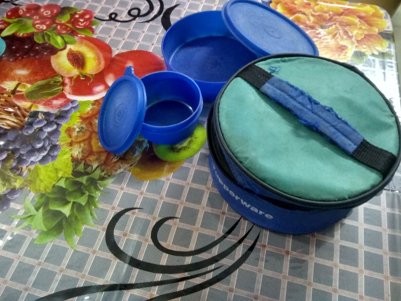 Buy Tupperware Classic Plastic Lunch Box with Bag, 2-Pieces, Blue, 500 ...