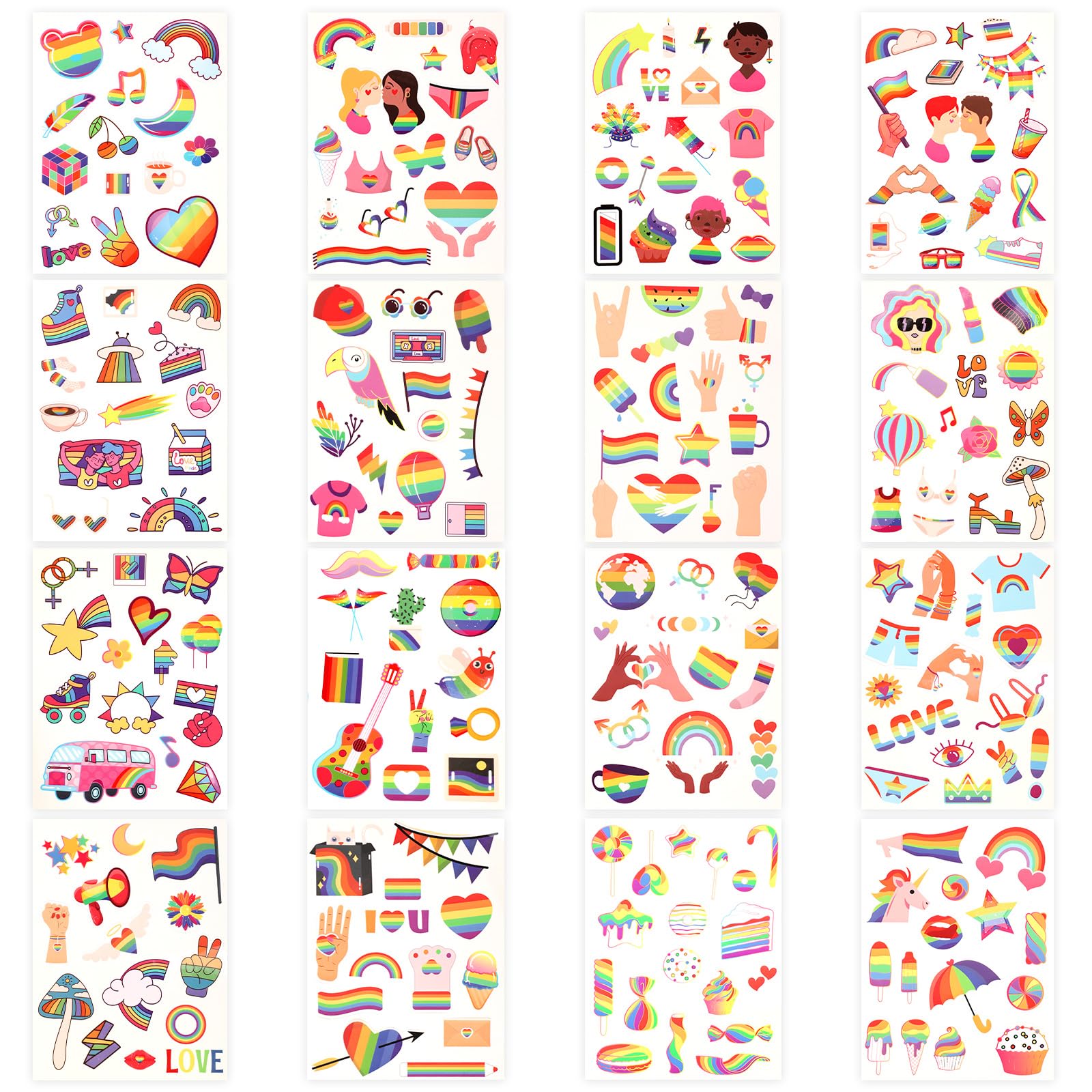 Amazon.com: 16 Sheets / 240+ LGBTQ Rainbow Stickers, Gay Pride Stickers ...
