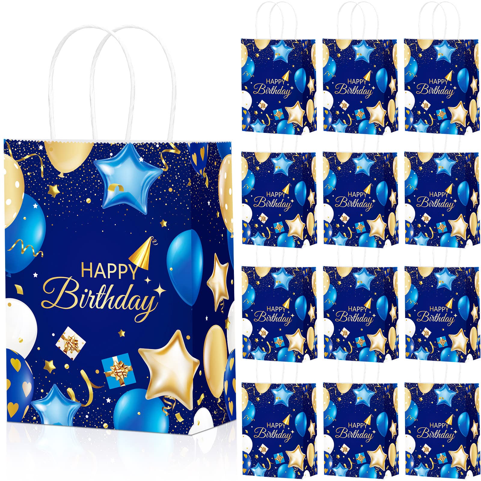 Amazon.com: Frienda 24 Pcs Birthday Gift Bags with Handles Navy Blue ...