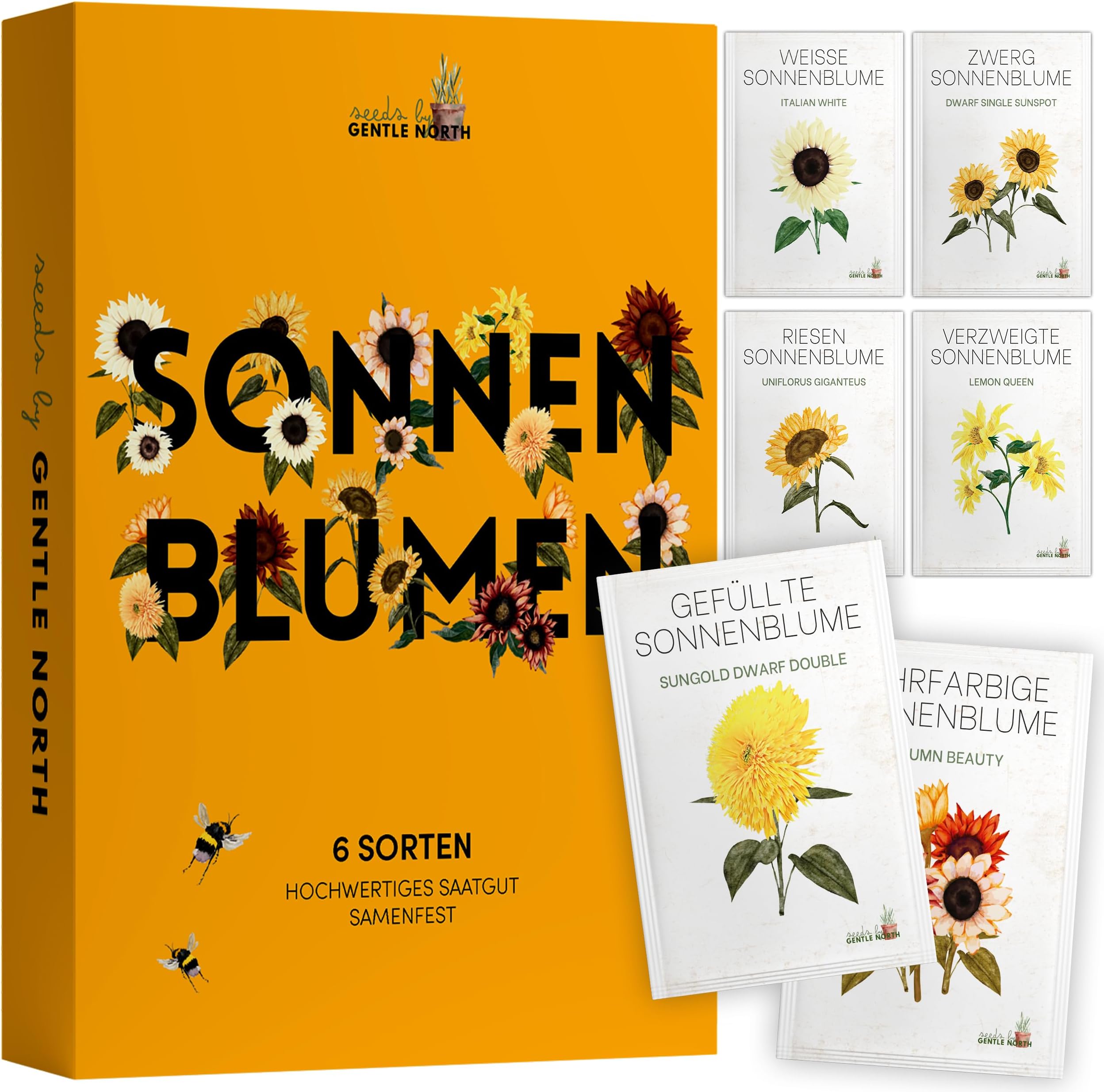 Sonnenblumen Samen Set - 6 Sorten in Samentütchen für die eigene ...