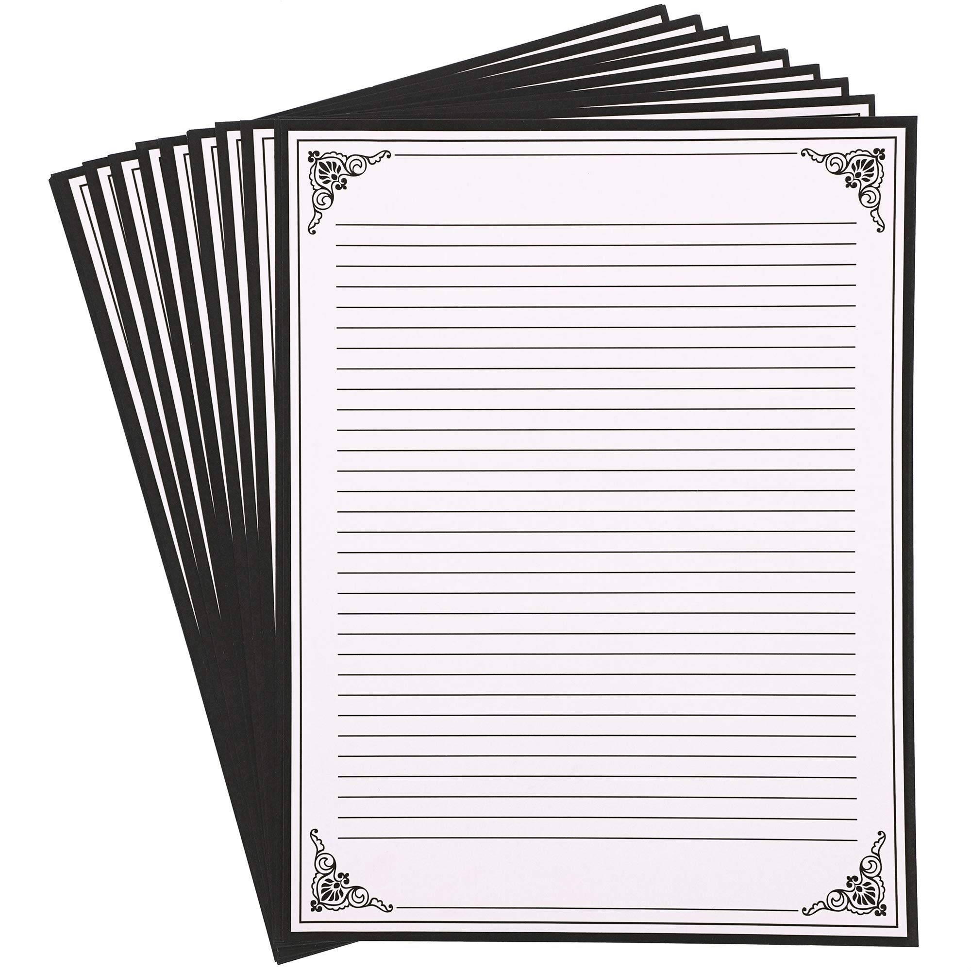 Buy 96 Sheets Fancy Vintage Lined Paper with Antique Border Design ...