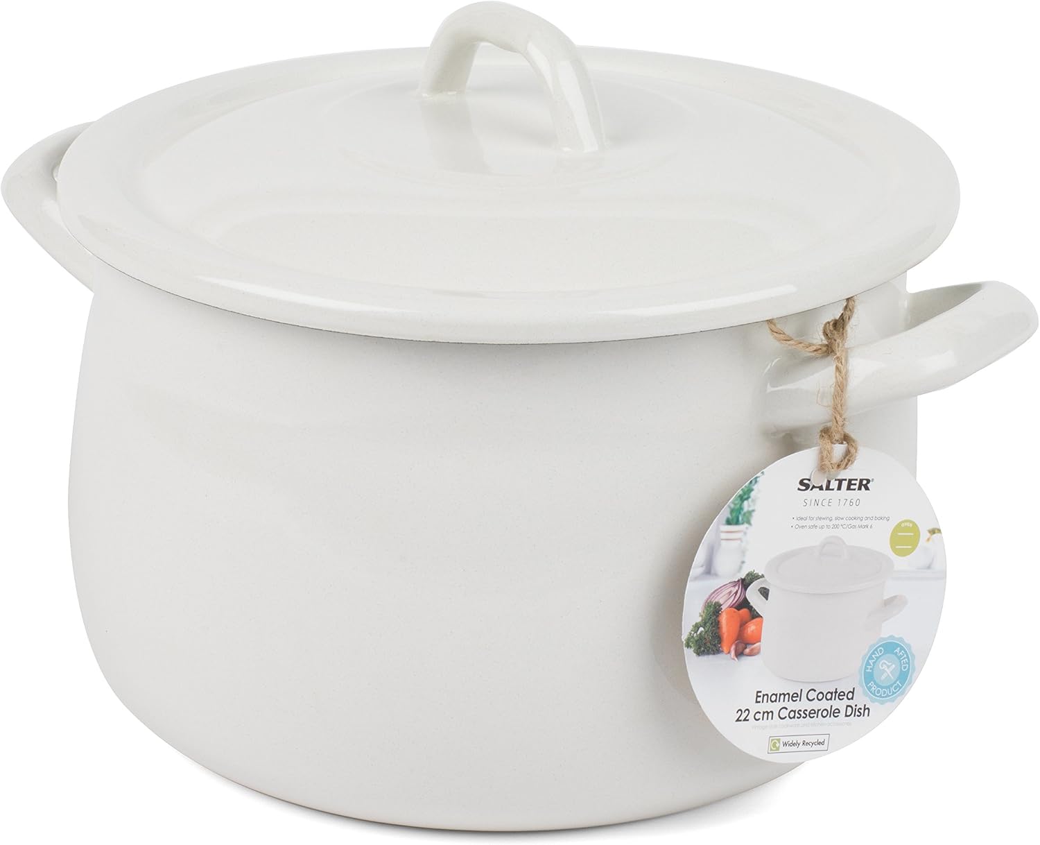 Amazon.com: Salter BW06622CB Vintage Enamel Casserole Pot, 22cm, Cream ...