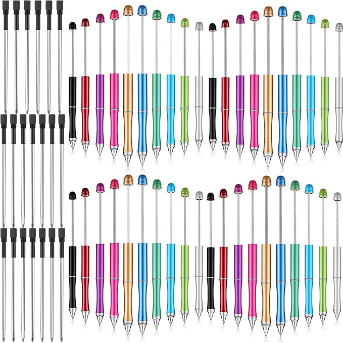 Amazon.com : Chivao 40 Pieces Metal Beadable Pens Bulk Beaded Pens ...