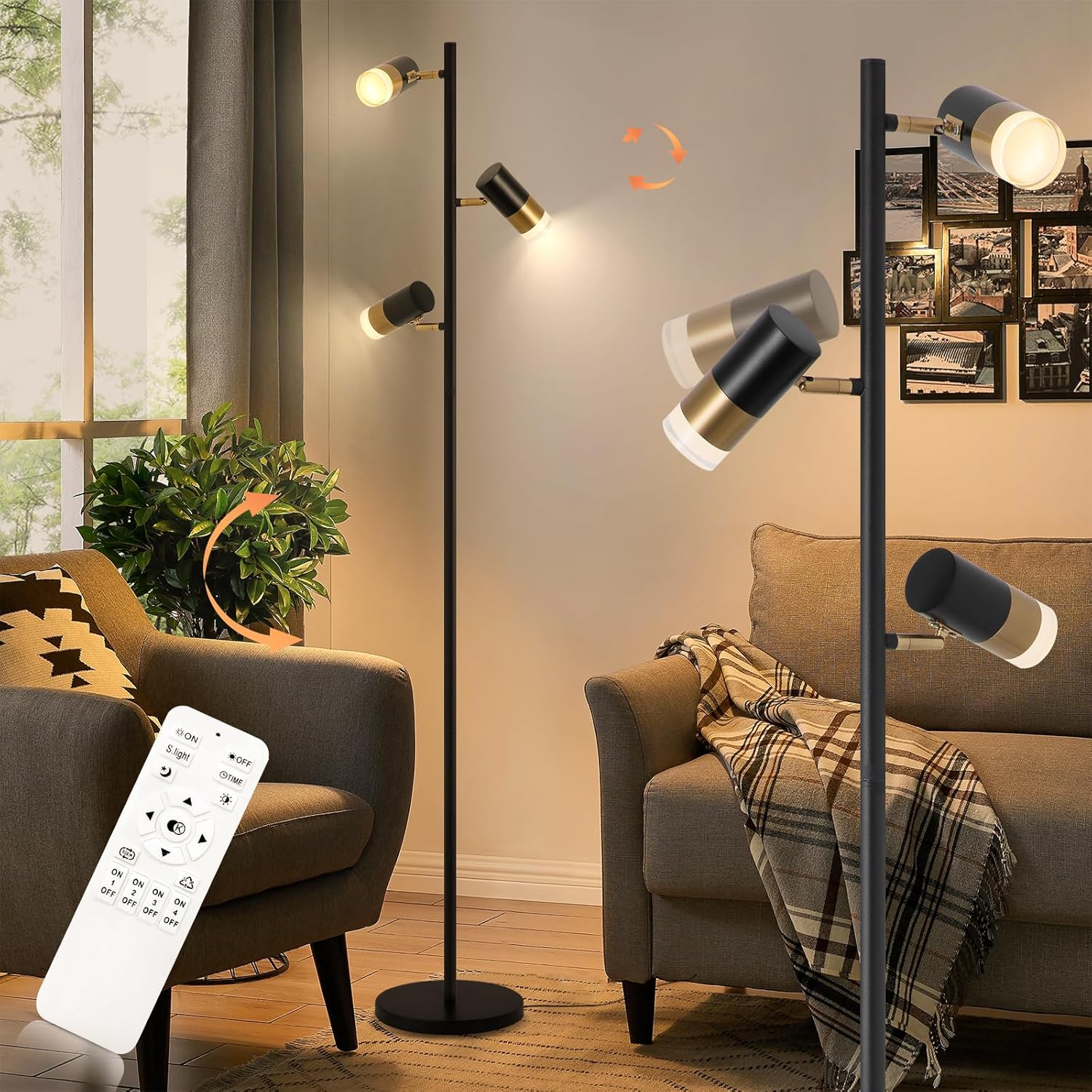 FOAONO LED Floor Lamp with 3 Lights, Modern LED Standing Lamps With ...