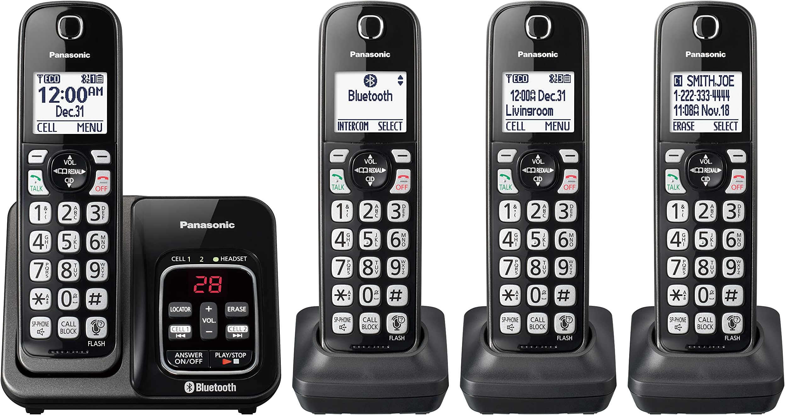 Amazon.com : Panasonic Expandable Cordless Phone System with Link2Cell ...