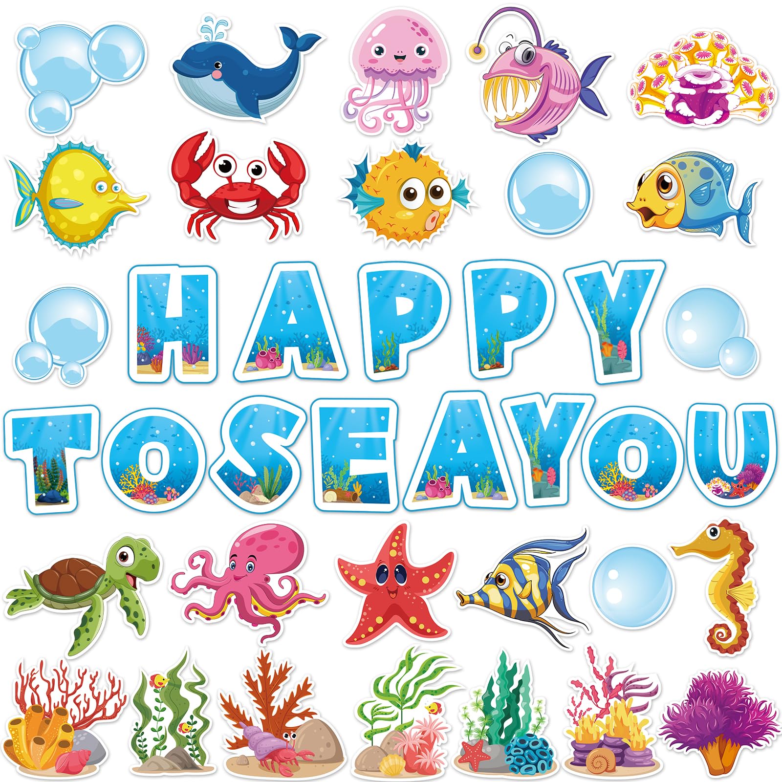 Snapklik.com : 38 Pcs Under The Sea Paper Cutouts Classroom Decoration ...