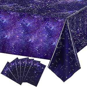 Amazon.com: Tatuo 6 Pack Galaxy Plastic Table Cover Space Tablecloth Space Star Purple Nebula ...
