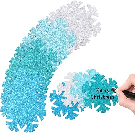 Amazon.com: Humyoun 48 Pcs Glitter Christmas Cutouts with Glue Point ...
