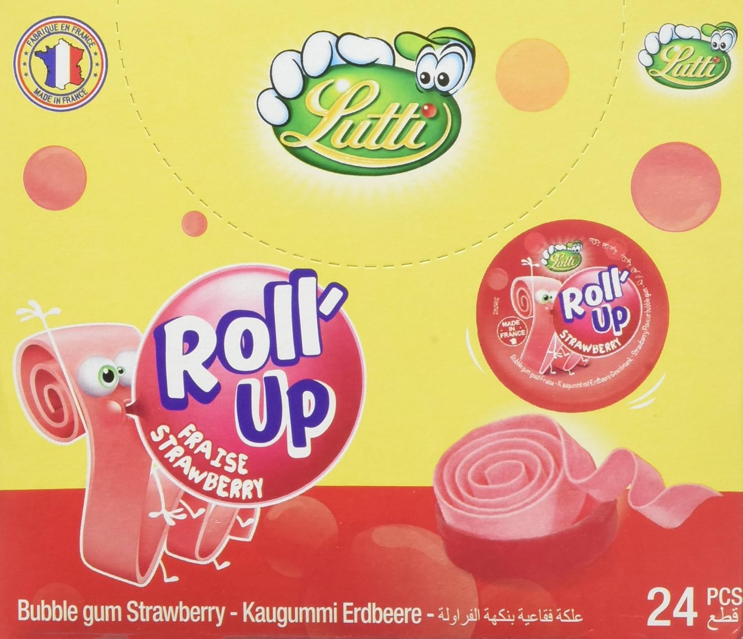 LUTTI Présentoir 24 Roll'Up Fraise 700 g : Amazon.fr: Epicerie