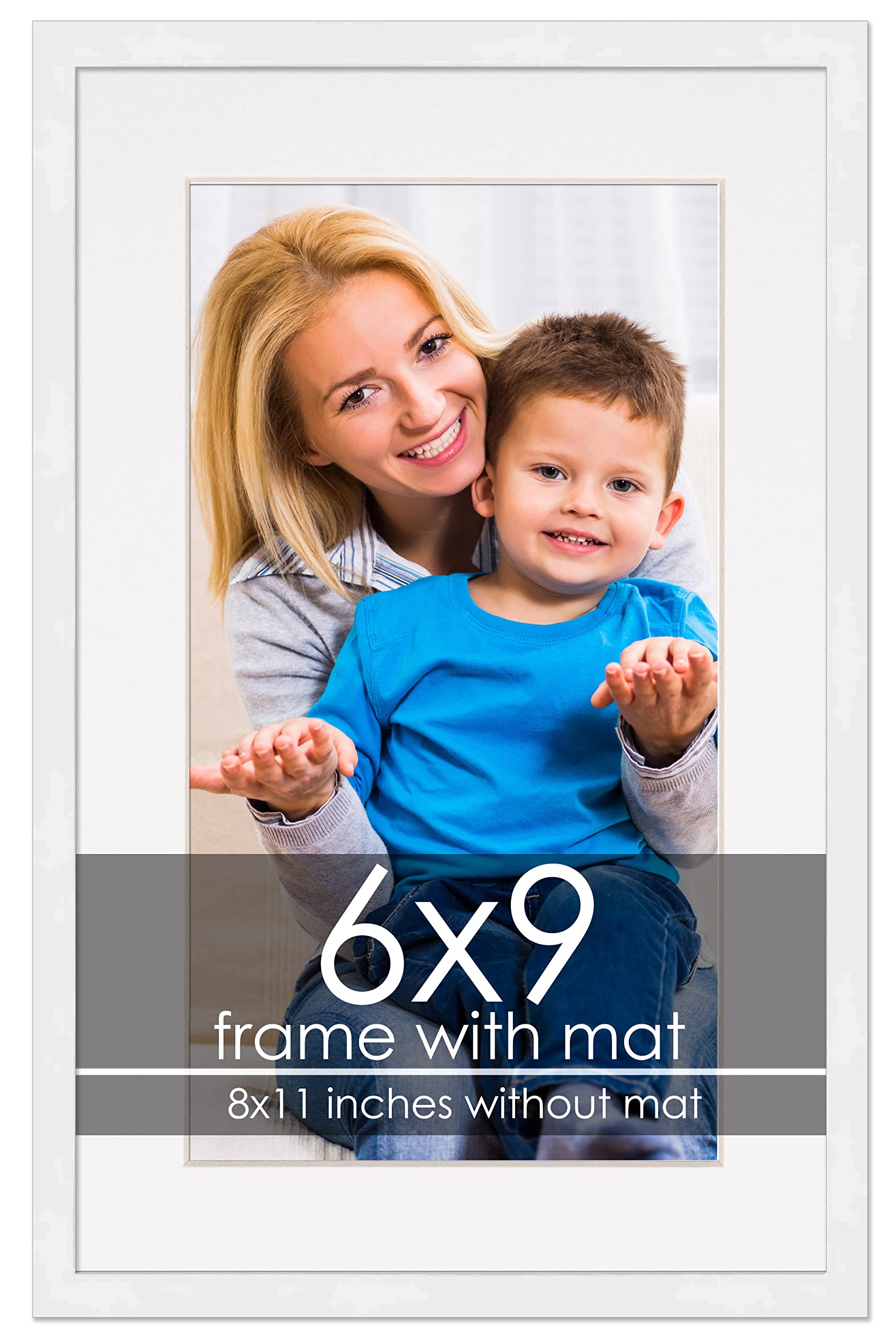 Amazon.com - 6x9 Frame with Mat - White 8x11 Frame Wood Made to Display ...