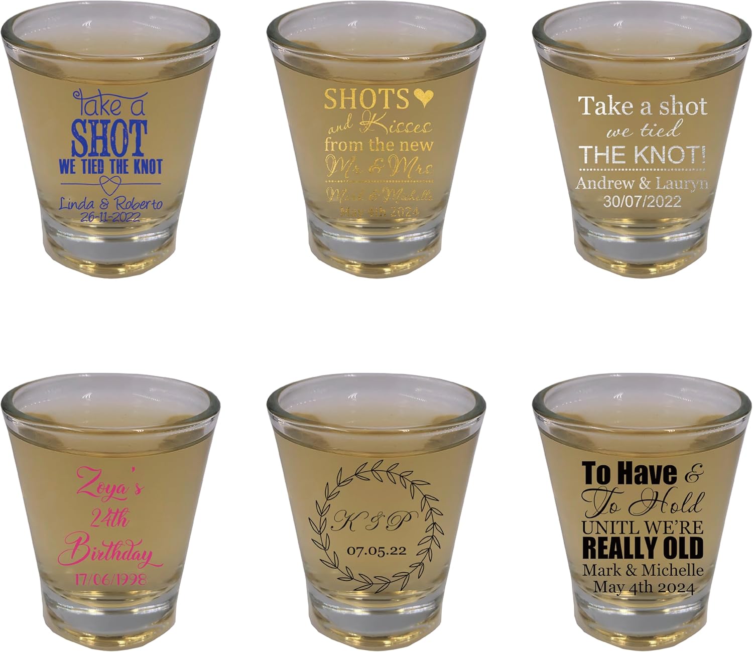 Amazon.com | Generic Personalized Shot Glasses - Customizable Wedding ...