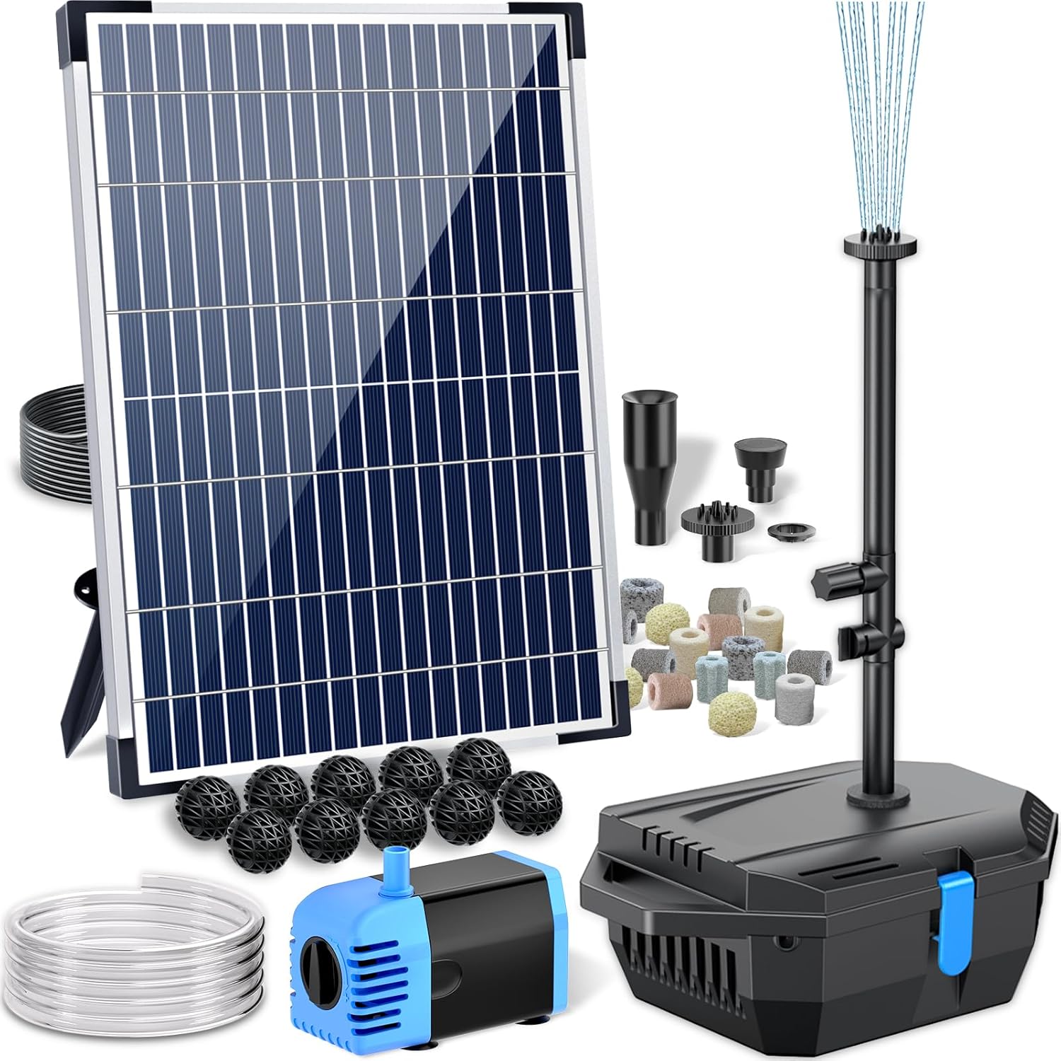 Amazon.com: POPOSOAP Pond Filter with 12W Solar Fountain Pump, Solar ...
