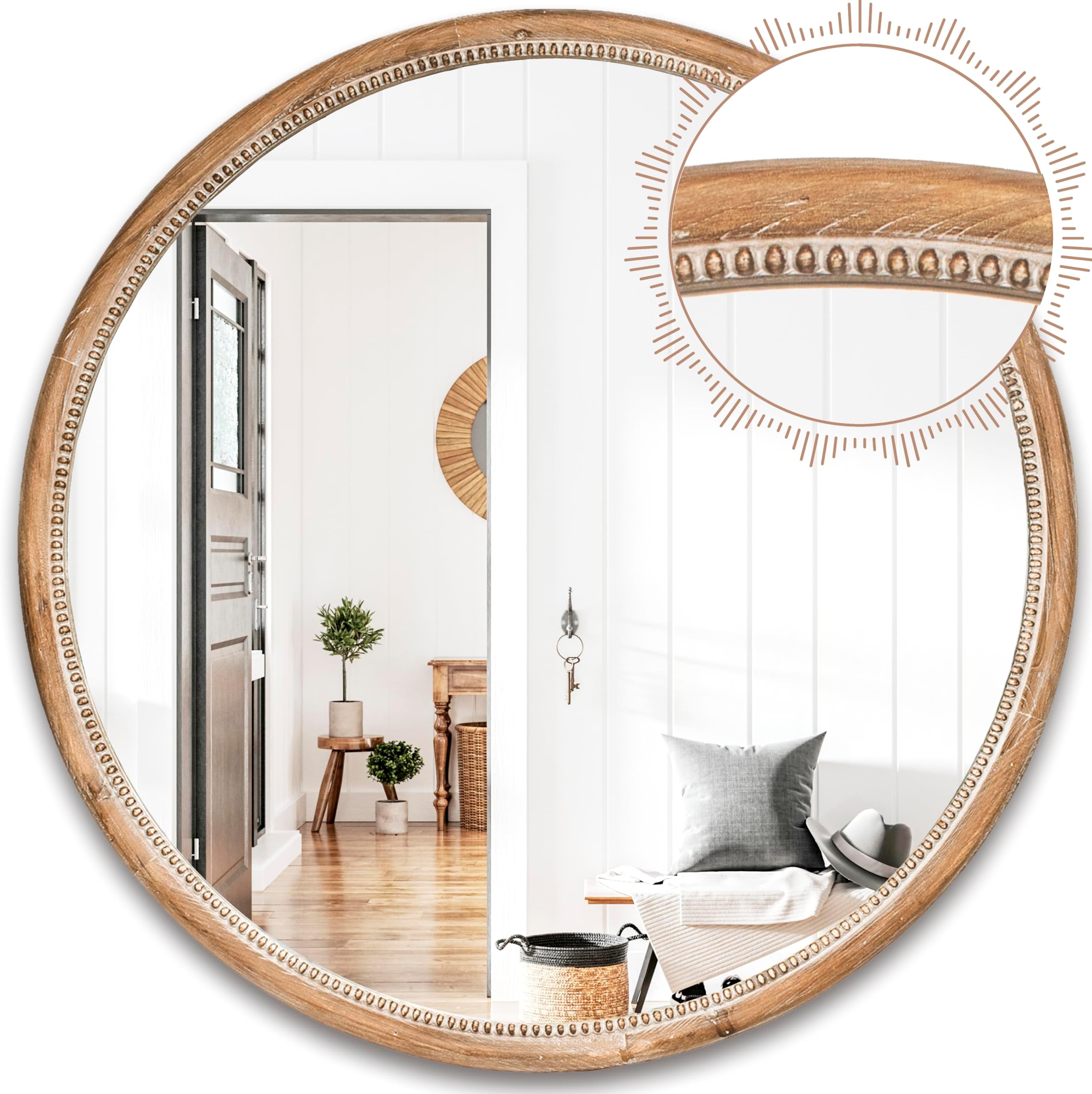 Amazon.com: Mirrorize Round Mirror 30" for Living Room Wall Decor ...