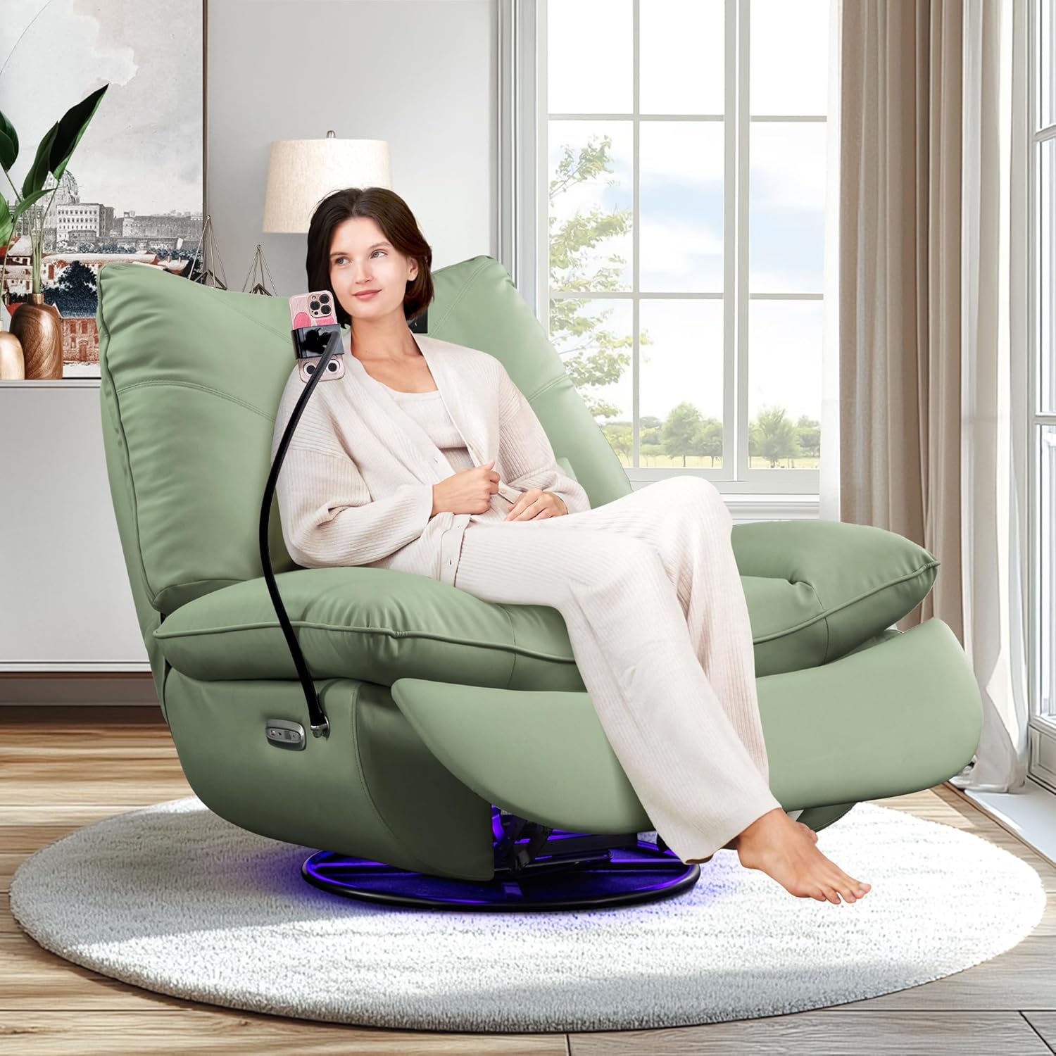 Amazon.com: SLEERWAY Oversized Power Recliner Chair, Swivel Rocking ...