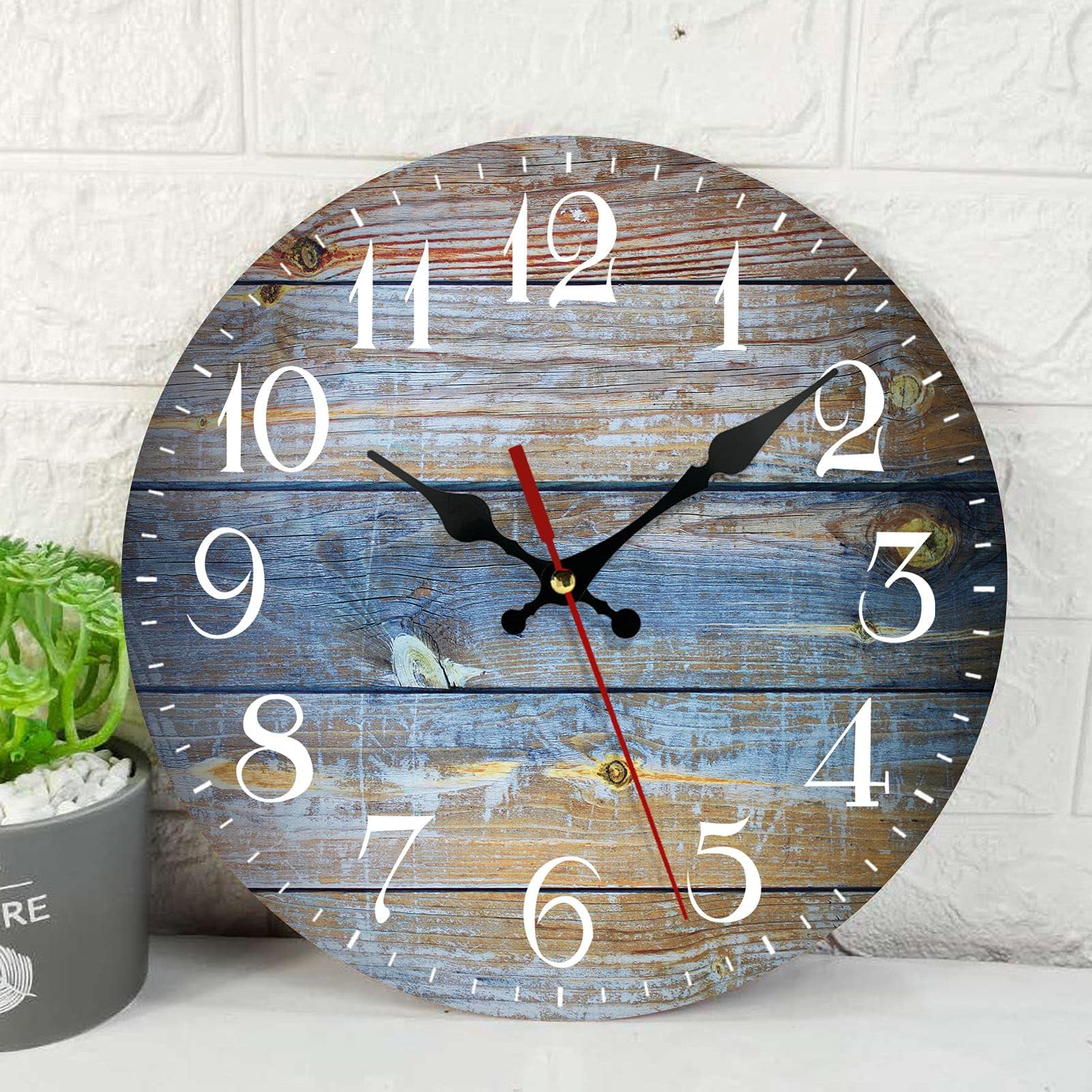 Amazon.com: Bernhard Products Rustic Beach Wall Clock 12" Round, Silent ...