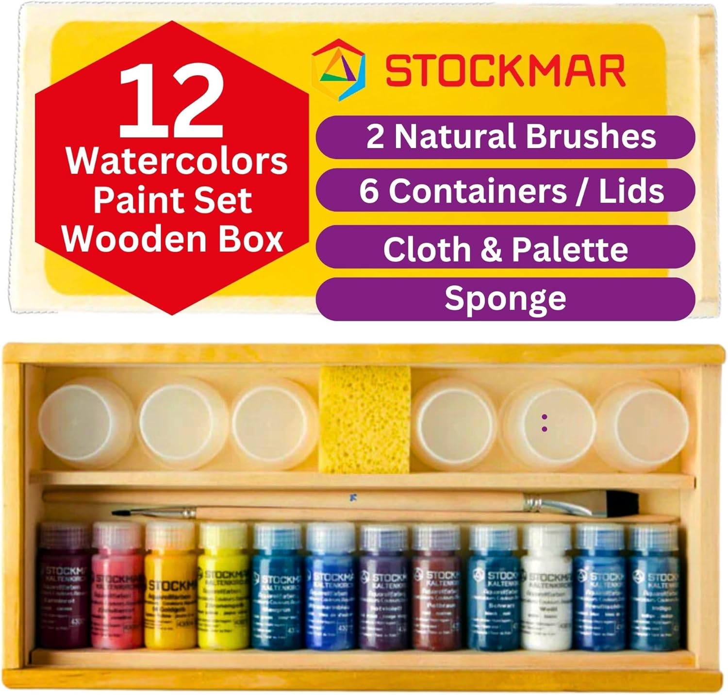 Amazon.com: Stockmar Complete Watercolor Paint Set - 12 Colors, in ...