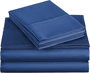 Amazon.com: Amazon Basics 4-Piece 400 Thread Count Sheet Set, Queen ...
