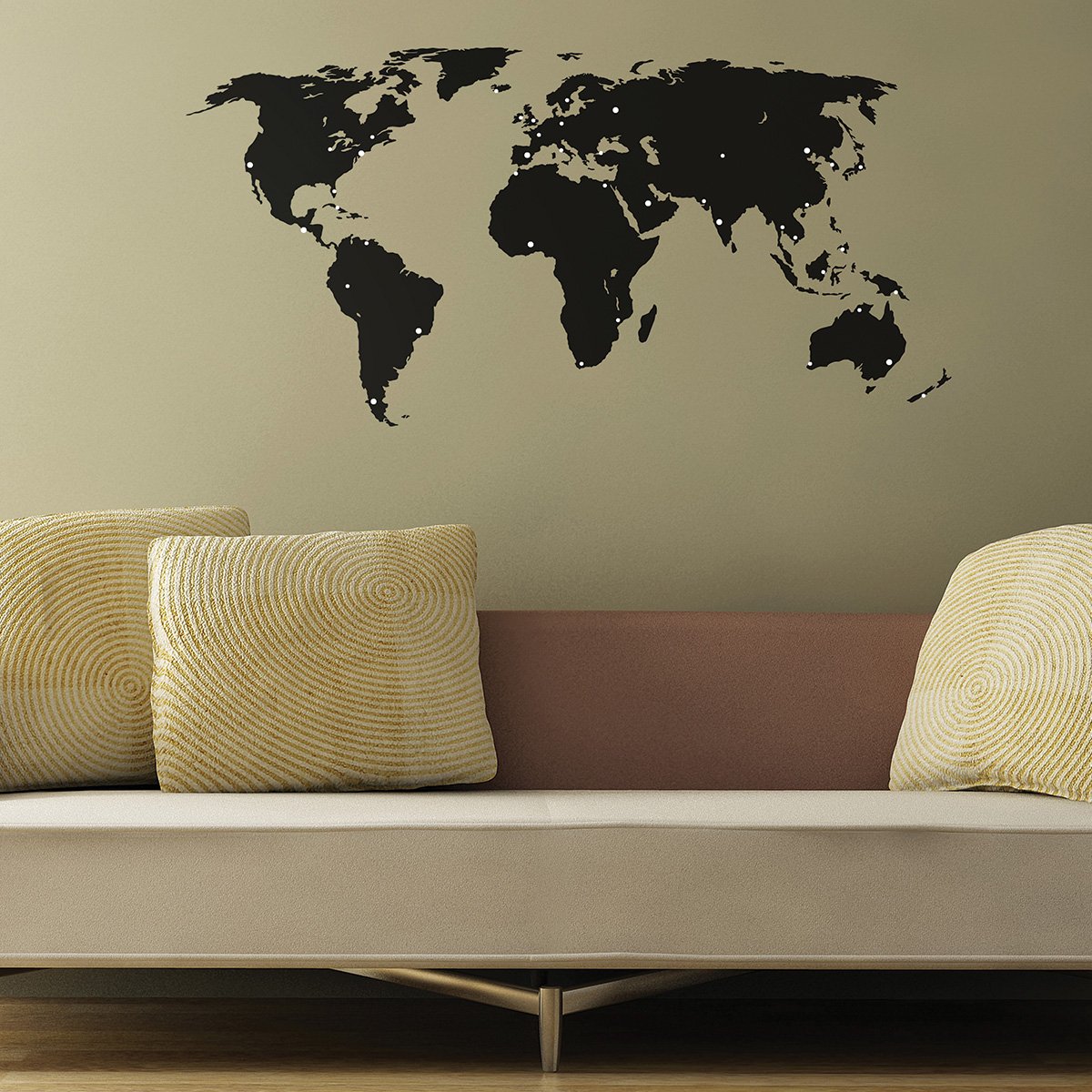 Large World Map Vinyl Adhesive Wall Sticker - Wall Clings, Tattoos ...