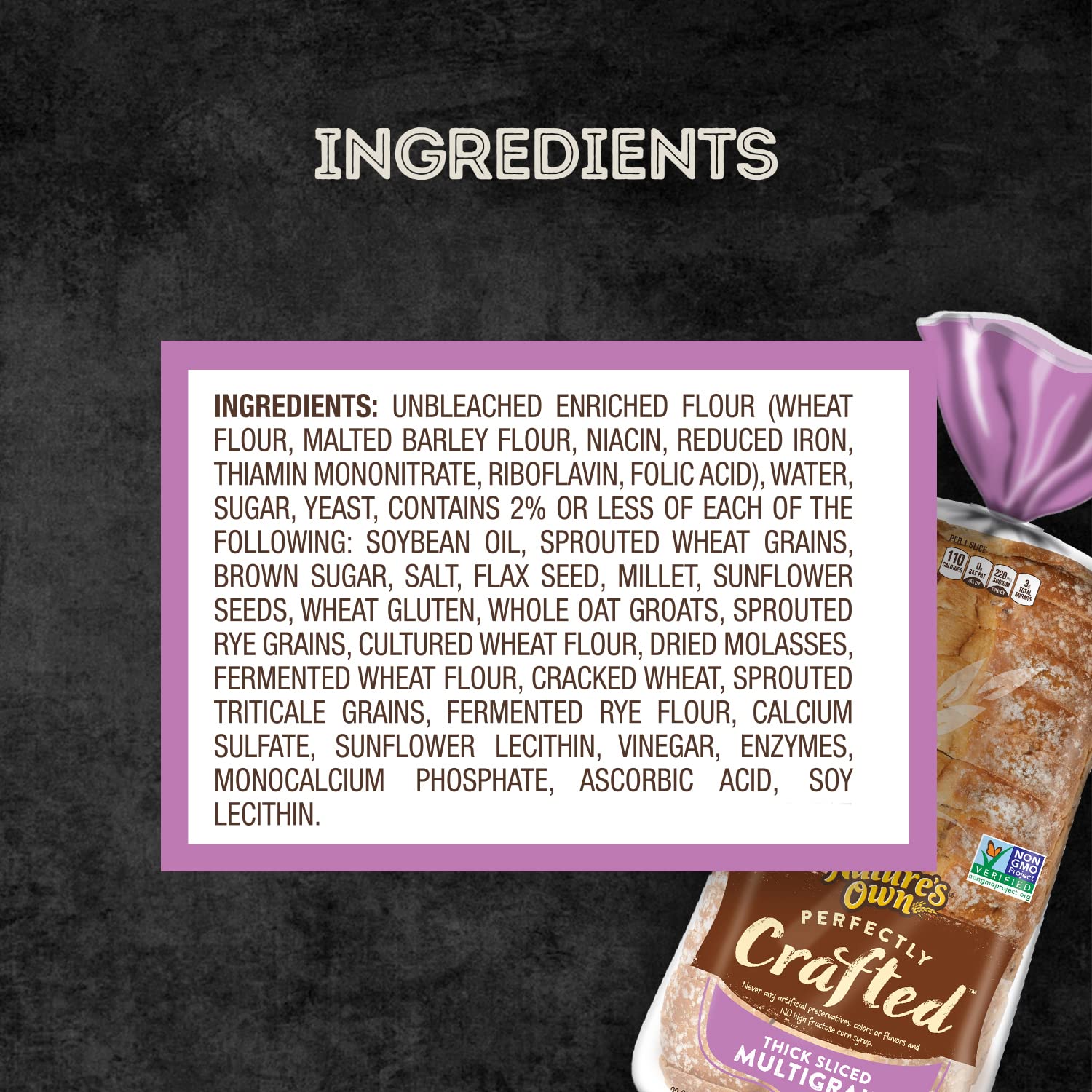 Nature's Own Perfectly Crafted Multigrain Bread, Thick Sliced Non-GMO ...