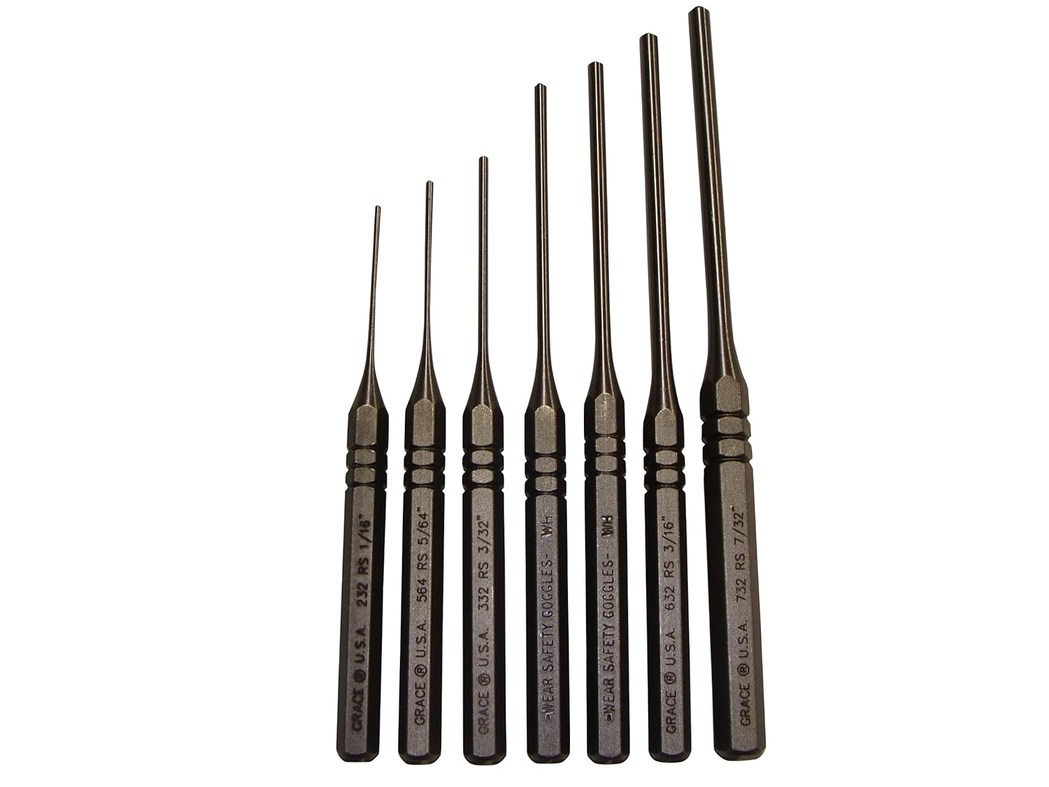 Grace USA 7 Piece Steel Roll Spring Punch Set, Drive Pins In or Out ...