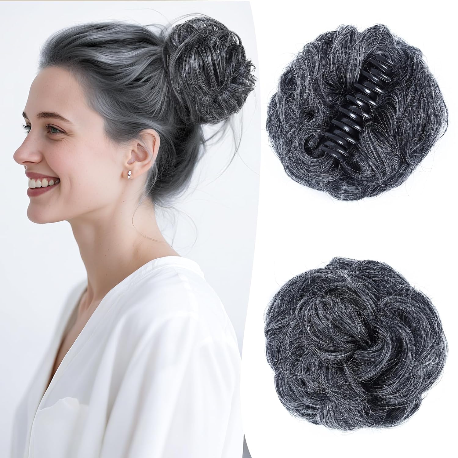 Amazon.com : WKCT Messy Bun Hair Pieces for Women, Wavy Claw Clip Hair ...