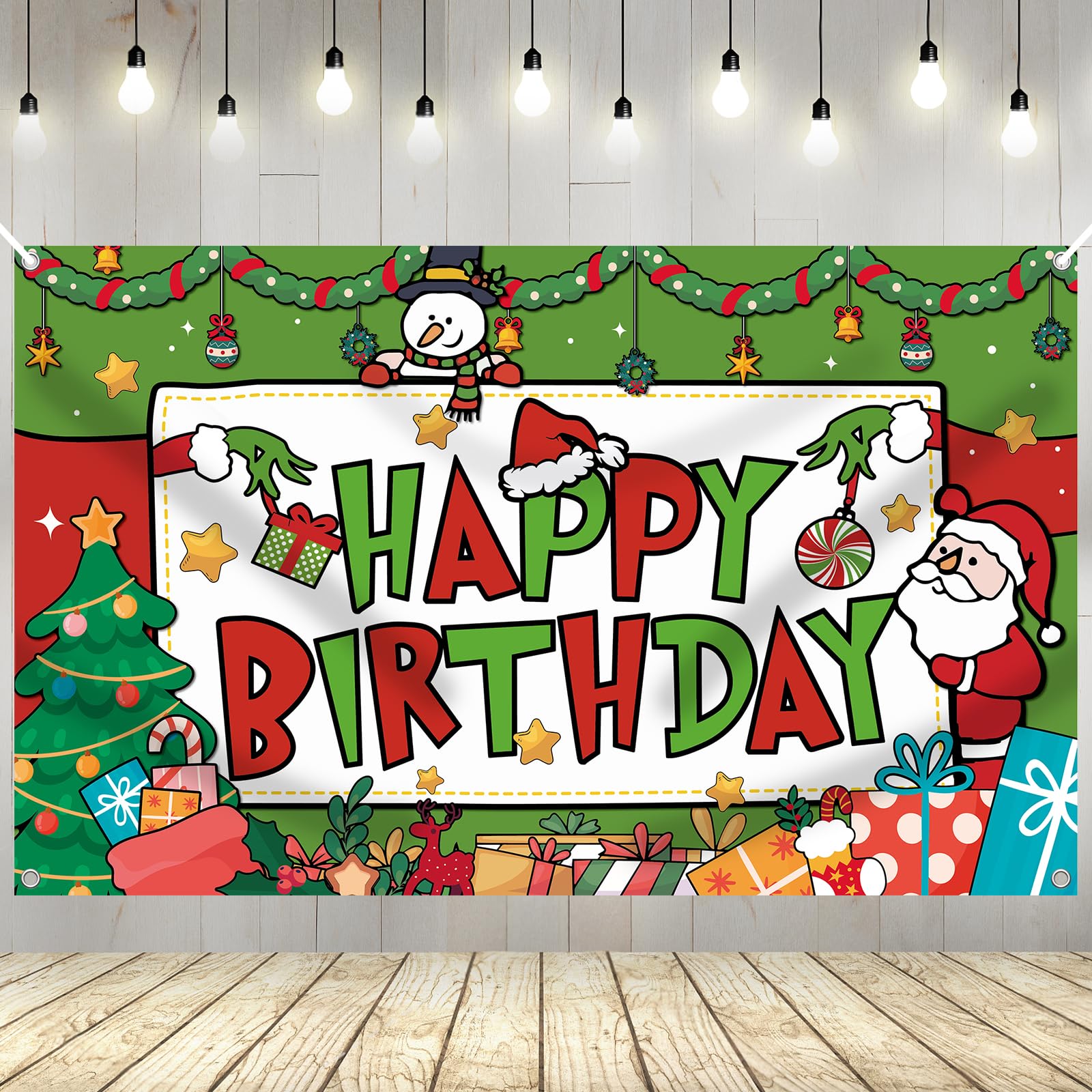 Amazon.com: YQUQWN Christmas Happy Birthday Banner, 72x44 Inch ...